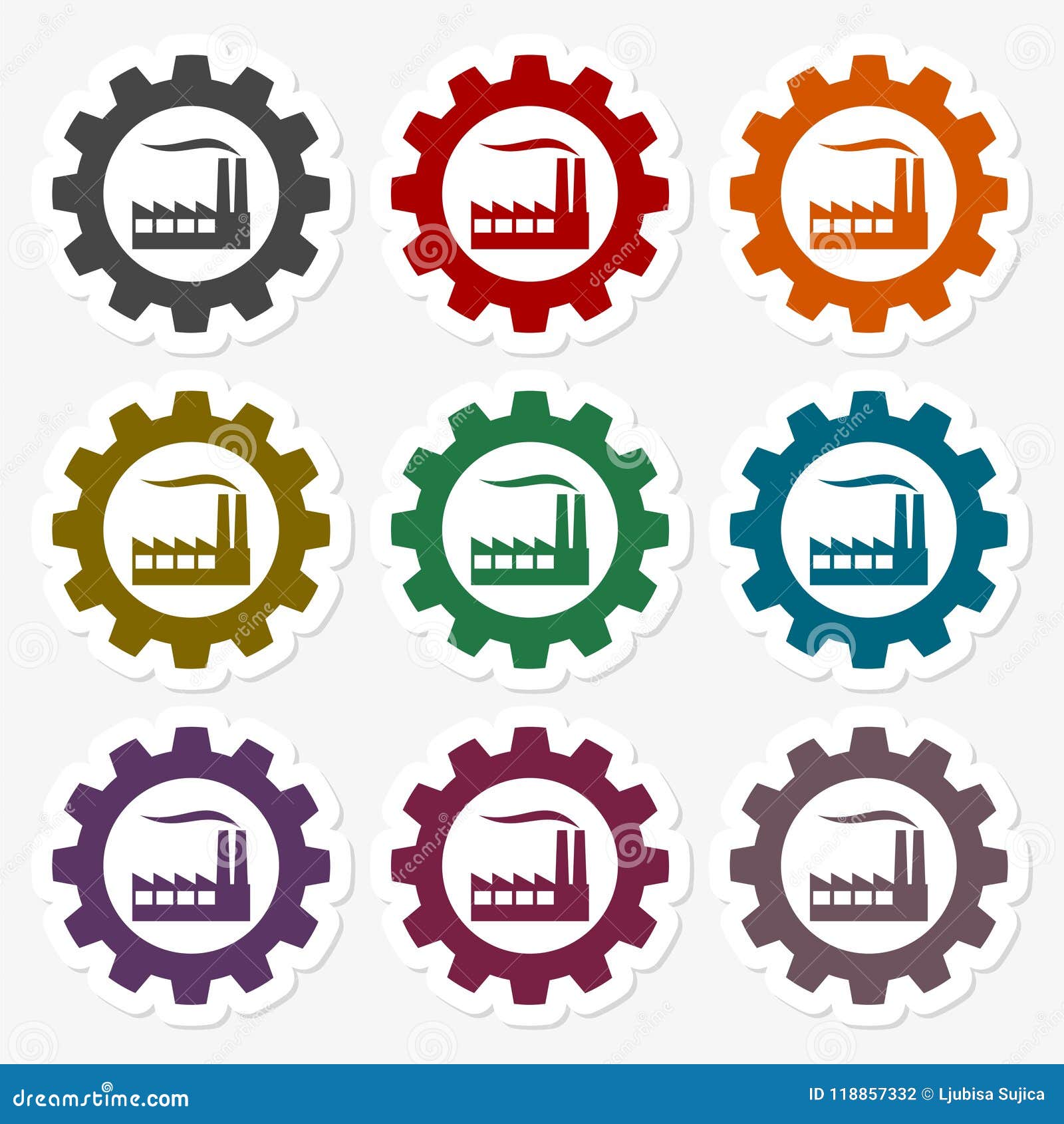 Factory Gear Vector Icons Set Stock Vector - Illustration of mechanics ...