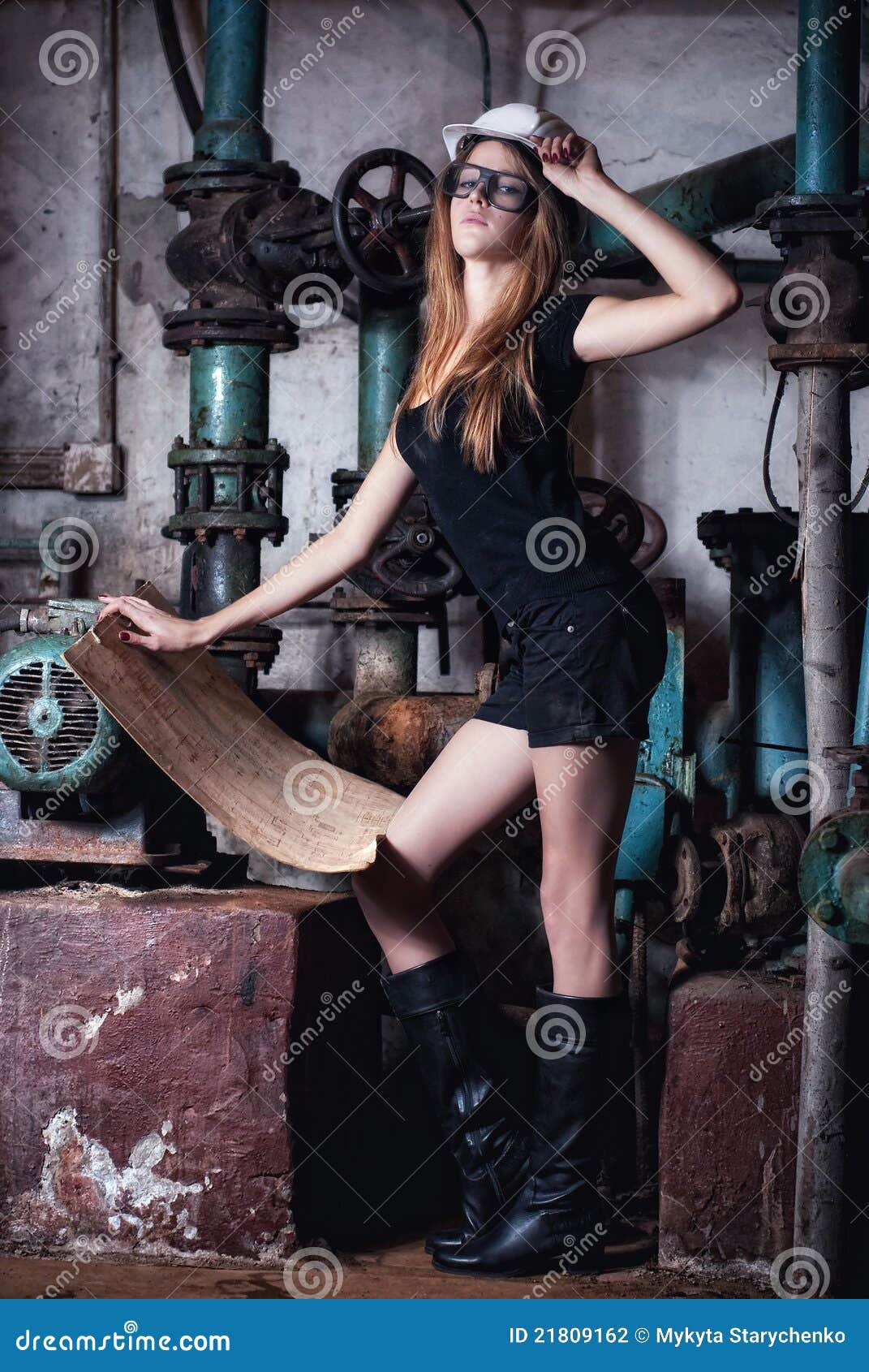 Factory female worker stock photo. Image of female, dark - 21809162