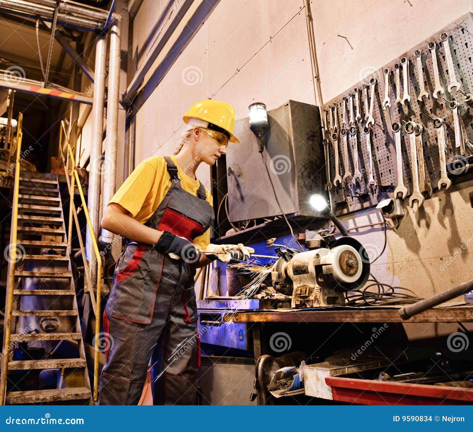 Factory female worker stock photo. Image of production - 9590834