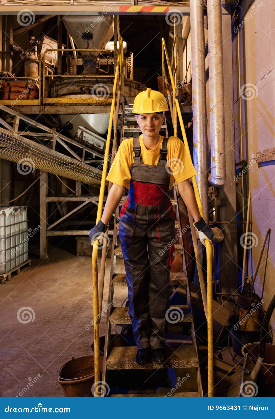Factory female worker stock image. Image of interior, production - 9663431