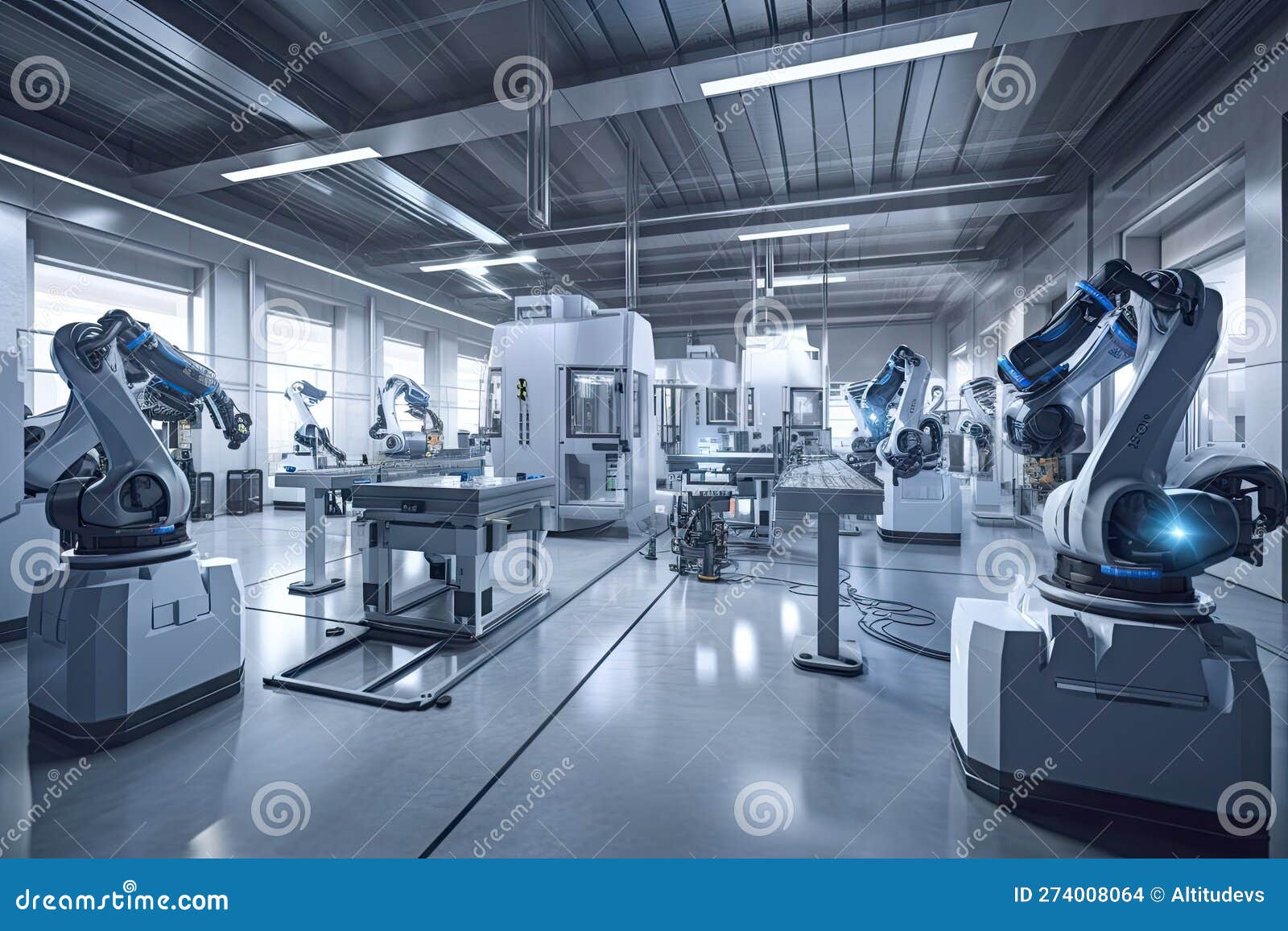 Factory Floor, with Cobots and Humans Working Together To Build a ... Factory Floor, with Cobots and Humans Working Together To Build a ...