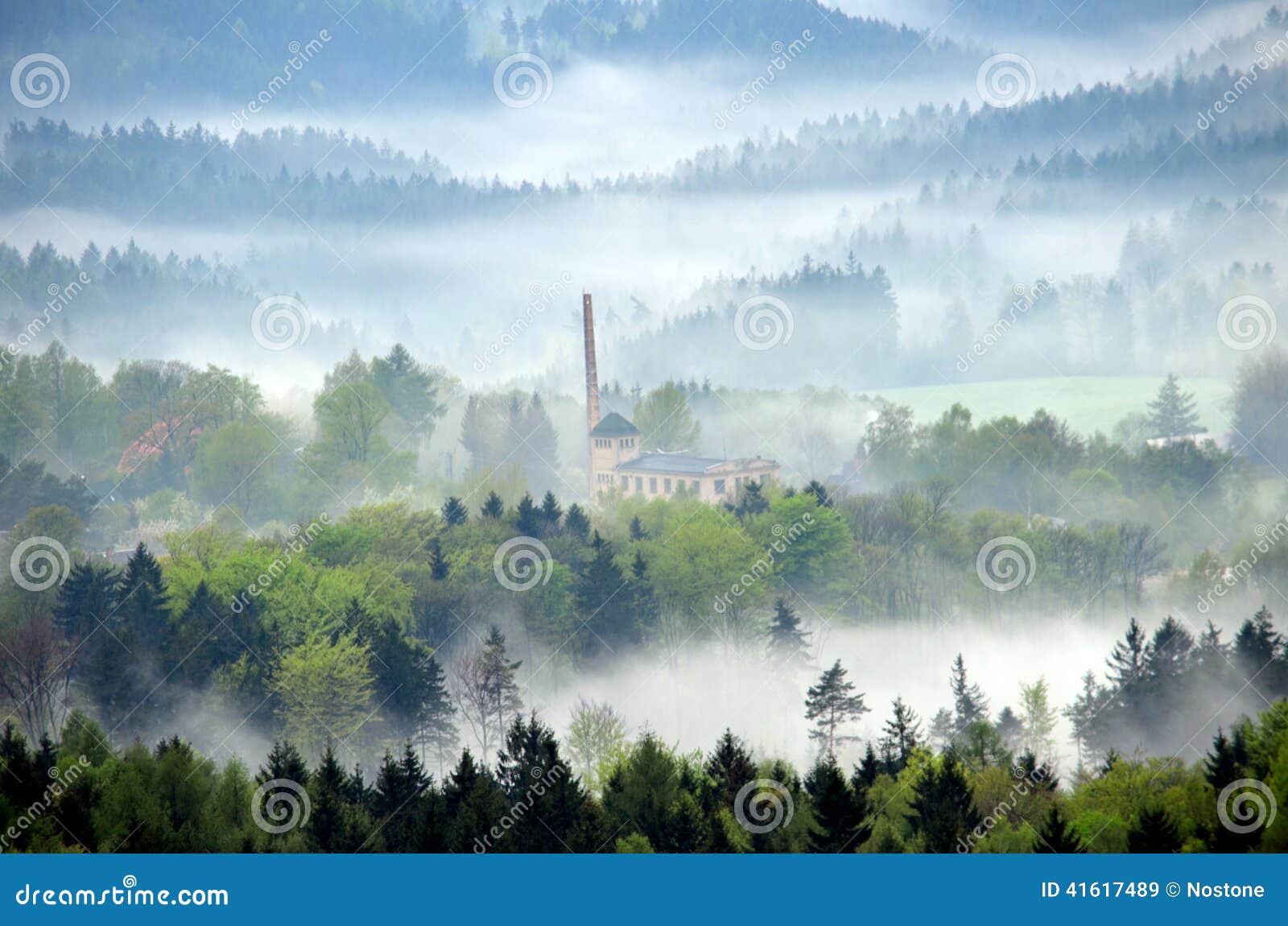 The factory in fog stock image. Image of industrial, plant - 41617489