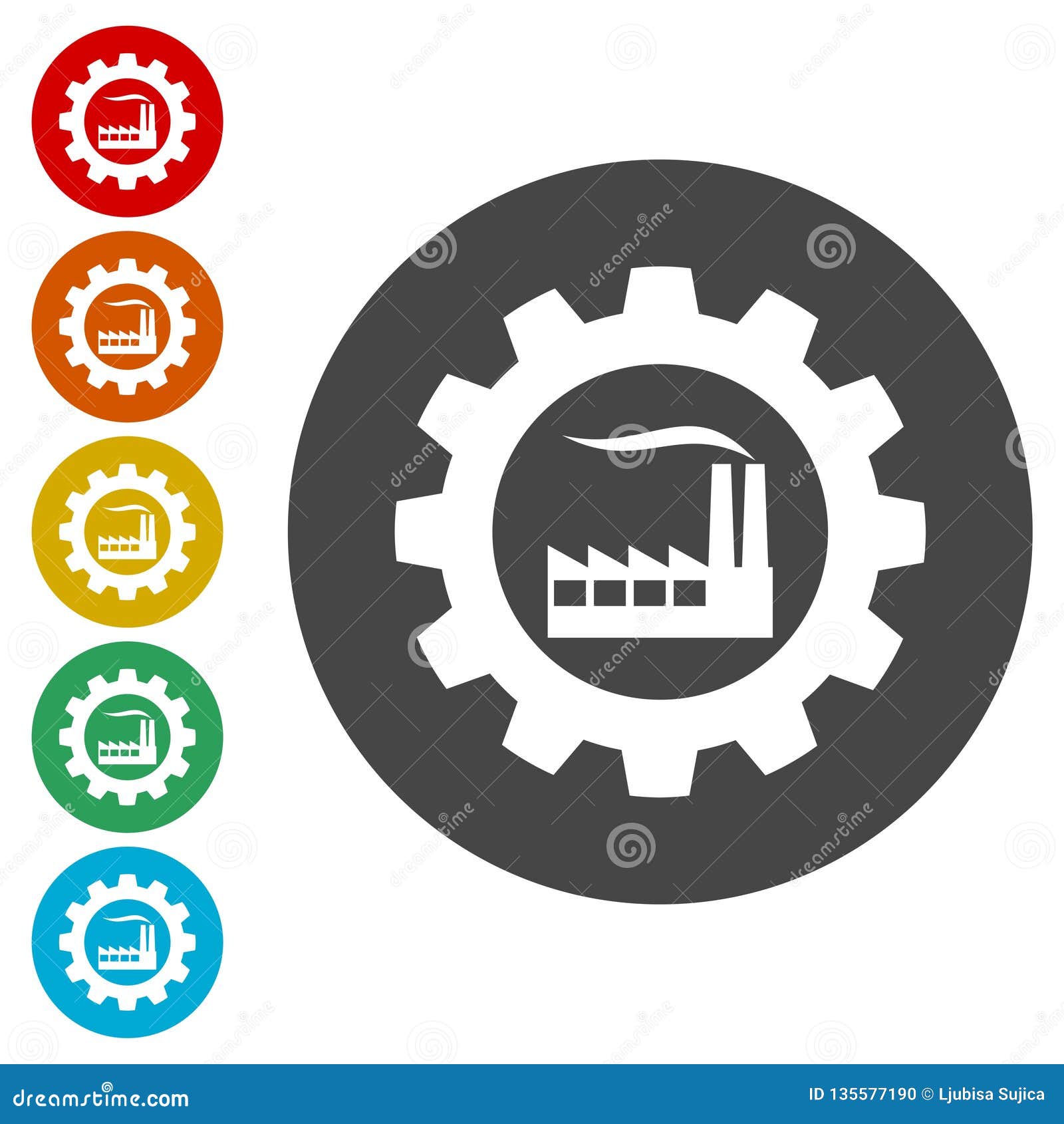 Factory Gear Vector Icons Set Stock Vector - Illustration of clock ...