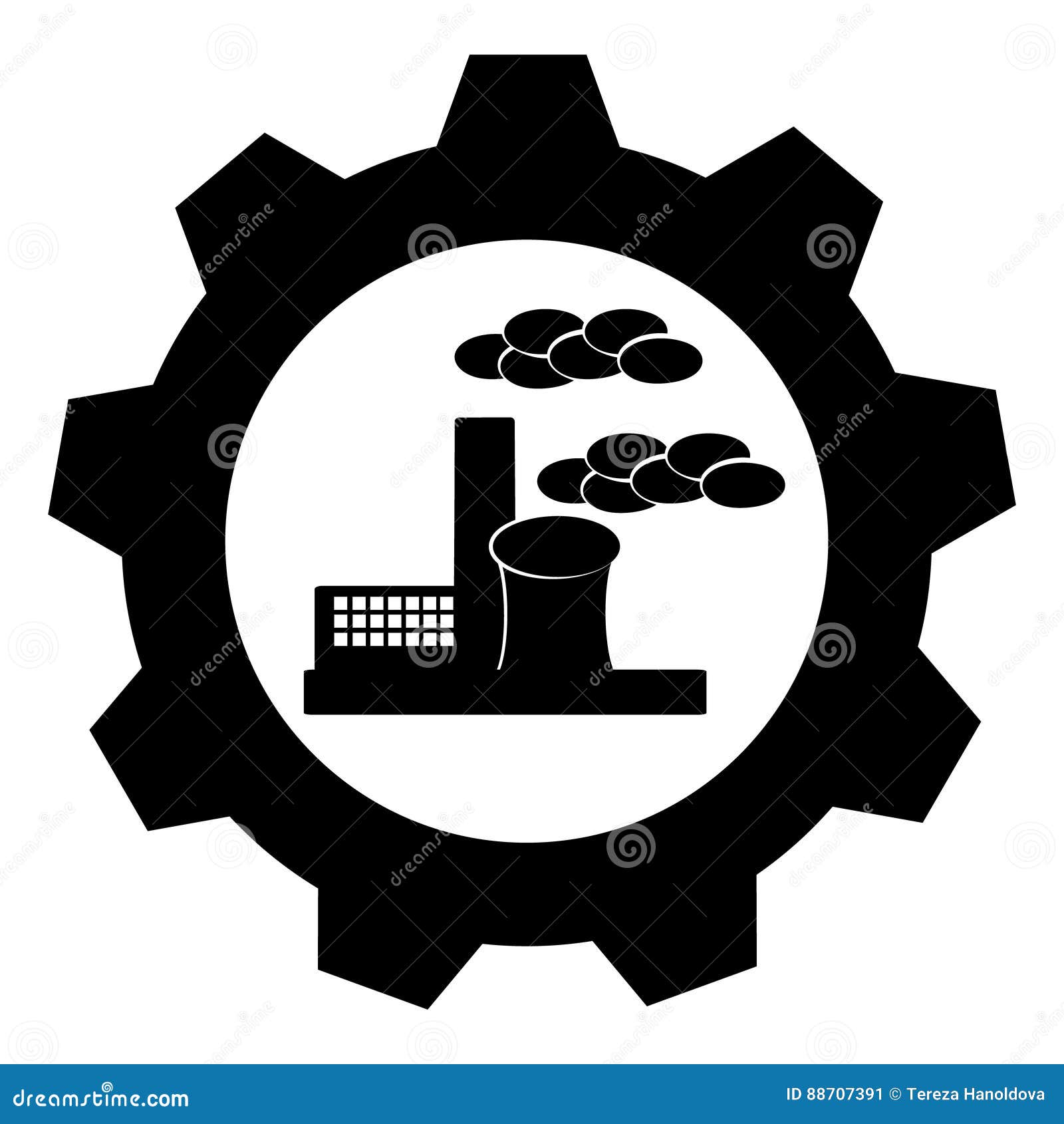 Factory with Gear on White Background Stock Vector - Illustration of ...
