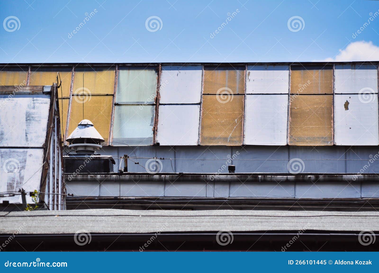 Factory Glass Conical Roof Damaged Painted Windows Broken Window Stock ...