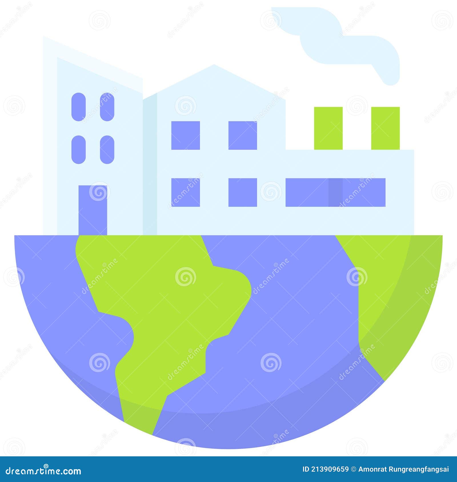 Factory on Half Earth Icon, Earth Day Related Vector Stock Vector ...