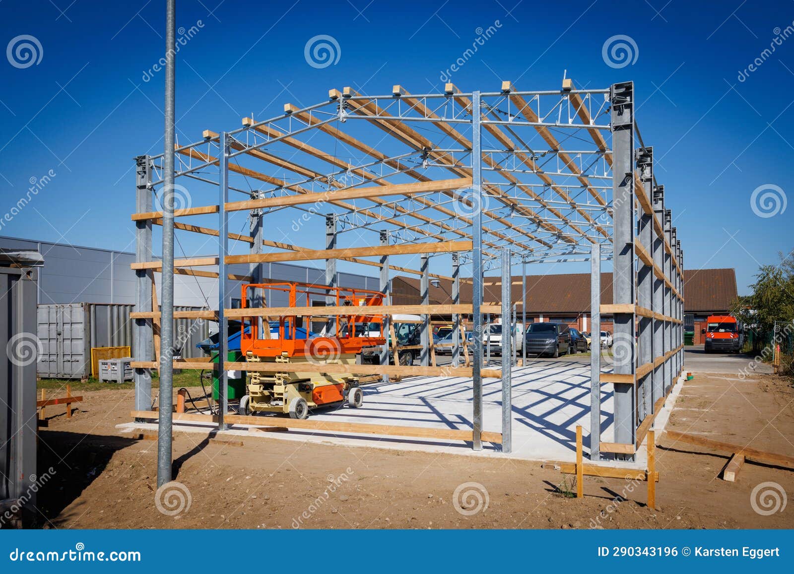 A Factory Hall is Erected on a Construction Site Stock Photo - Image of ...