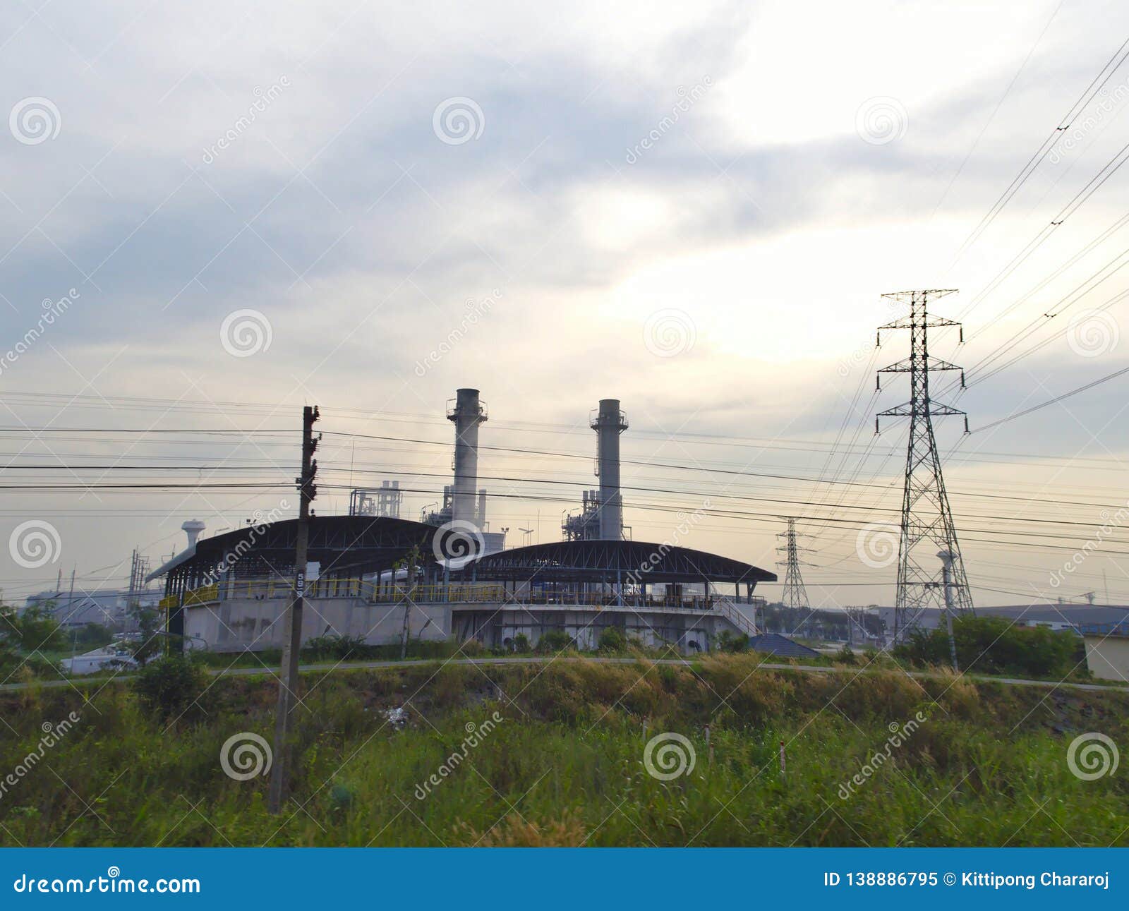 Factory with High Voltage Towers. Stock Image - Image of factory ...