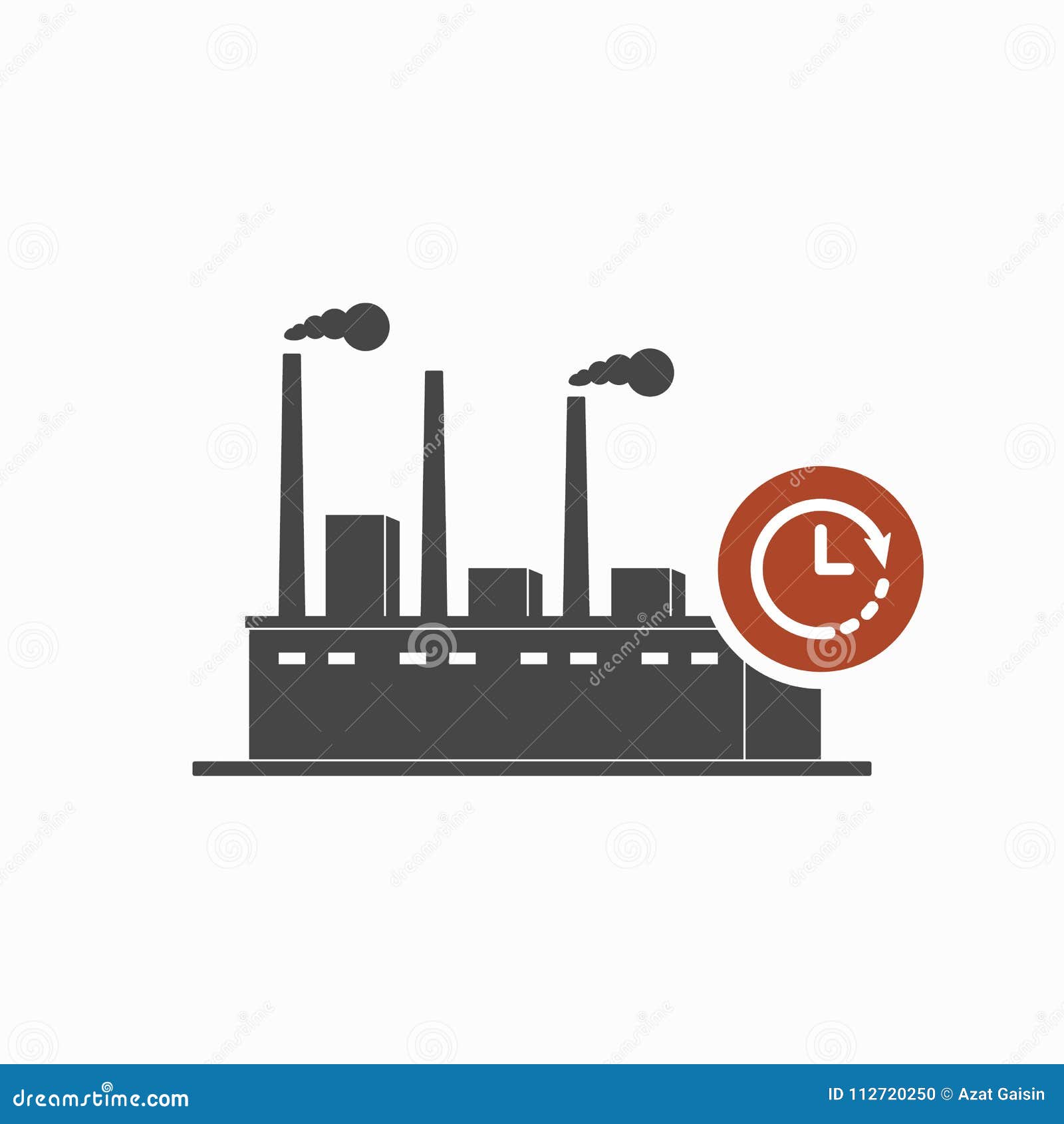 Factory Icon with Clock Sign. Factory Icon and Countdown, Deadline ...