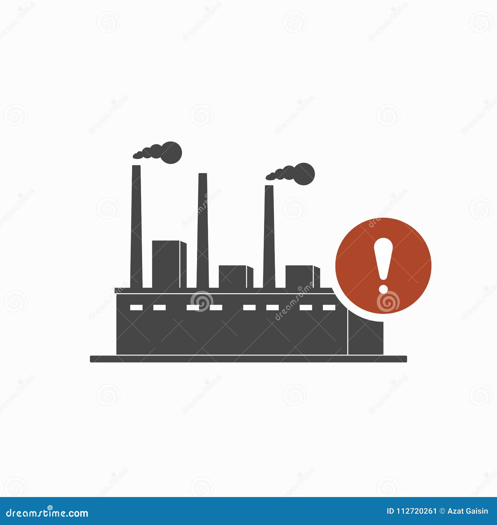 Factory Icon with Exclamation Mark. Factory Icon and Alert, Error ...