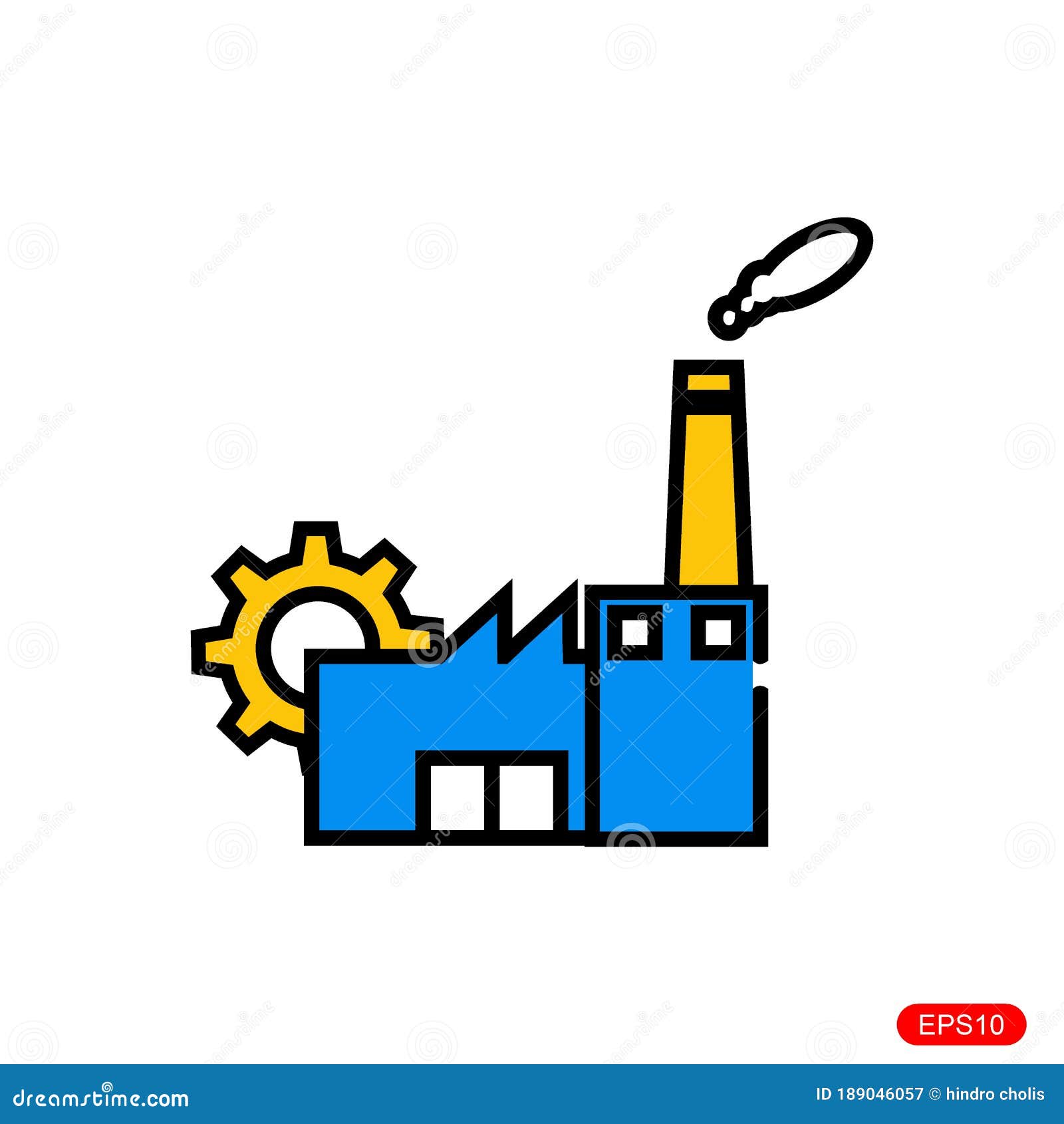 Factory Icon with White Background. Stock Illustration - Illustration ...