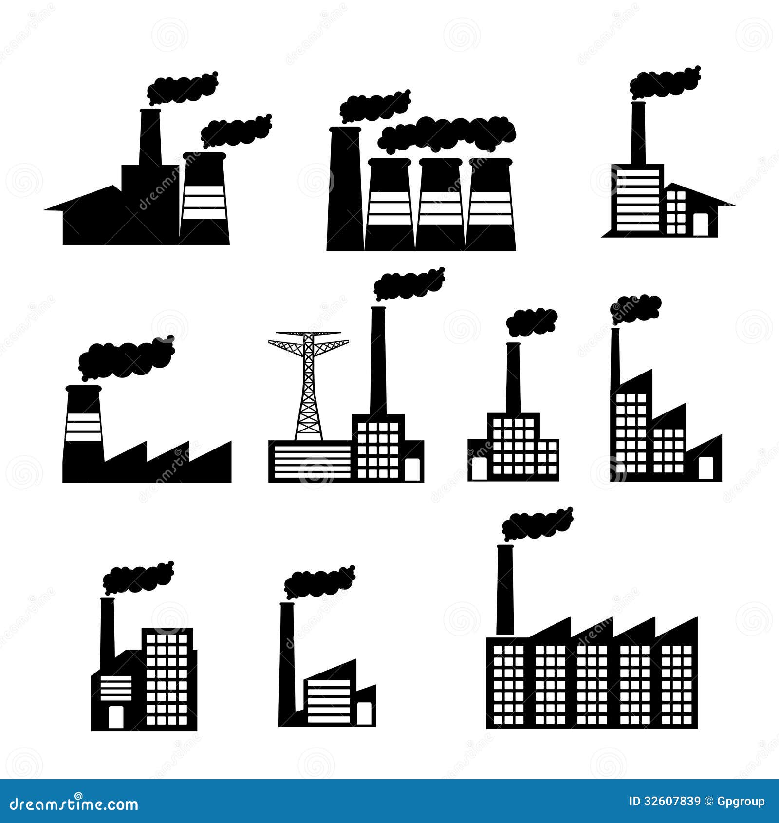 Factory Icons Royalty Free Stock Images - Image: 32607839