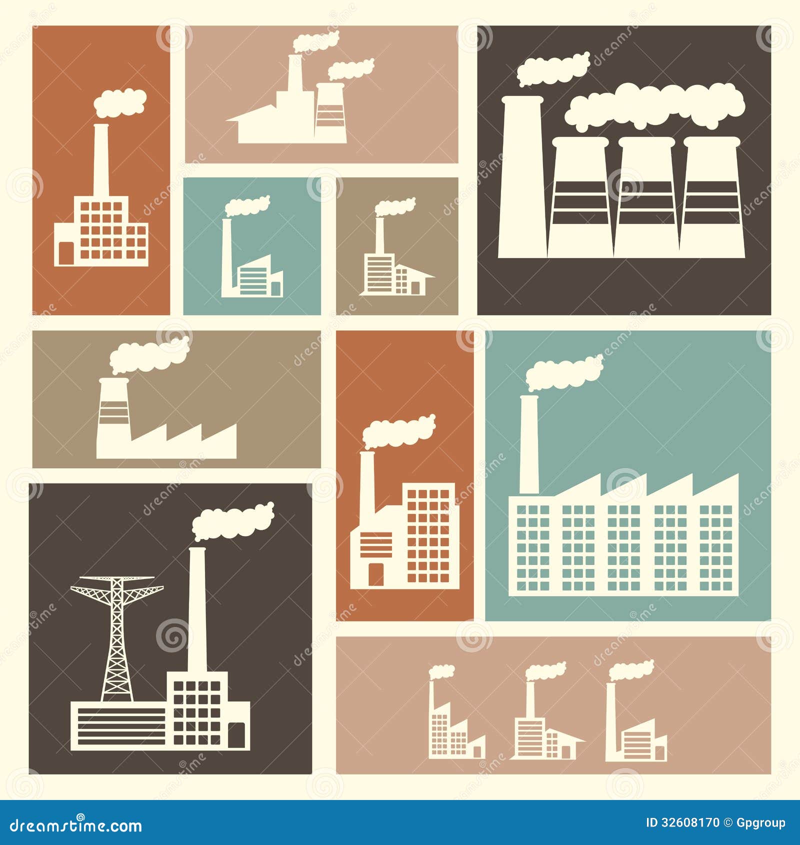 Factory Icons Clipart Set Royalty-Free Illustration | CartoonDealer.com ...