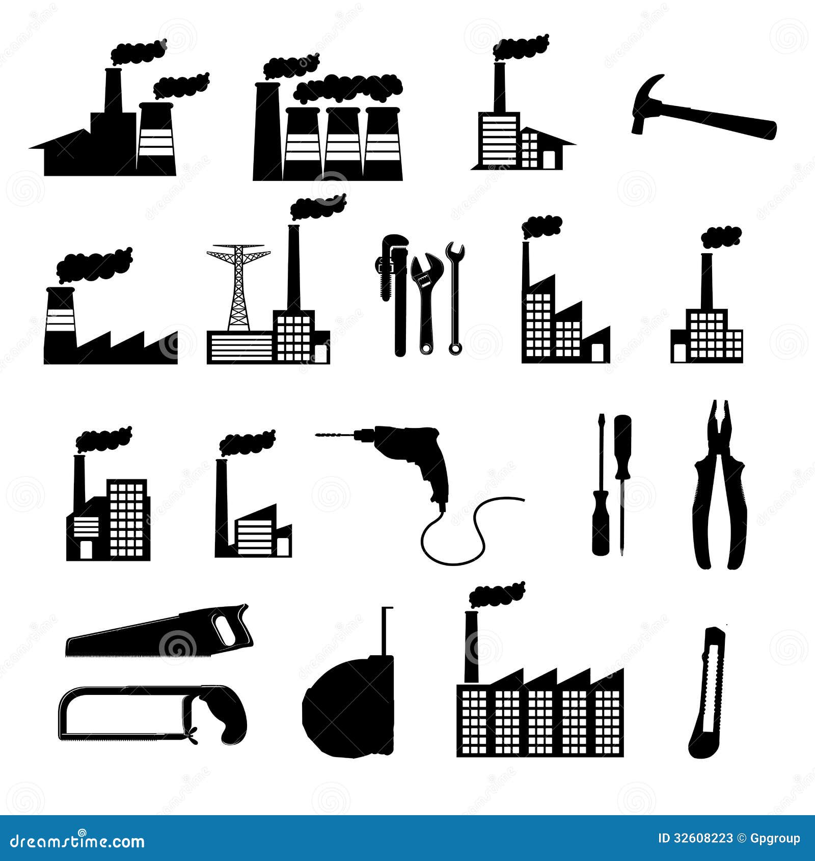 Factory Icons Stock Photos - Image: 32608223