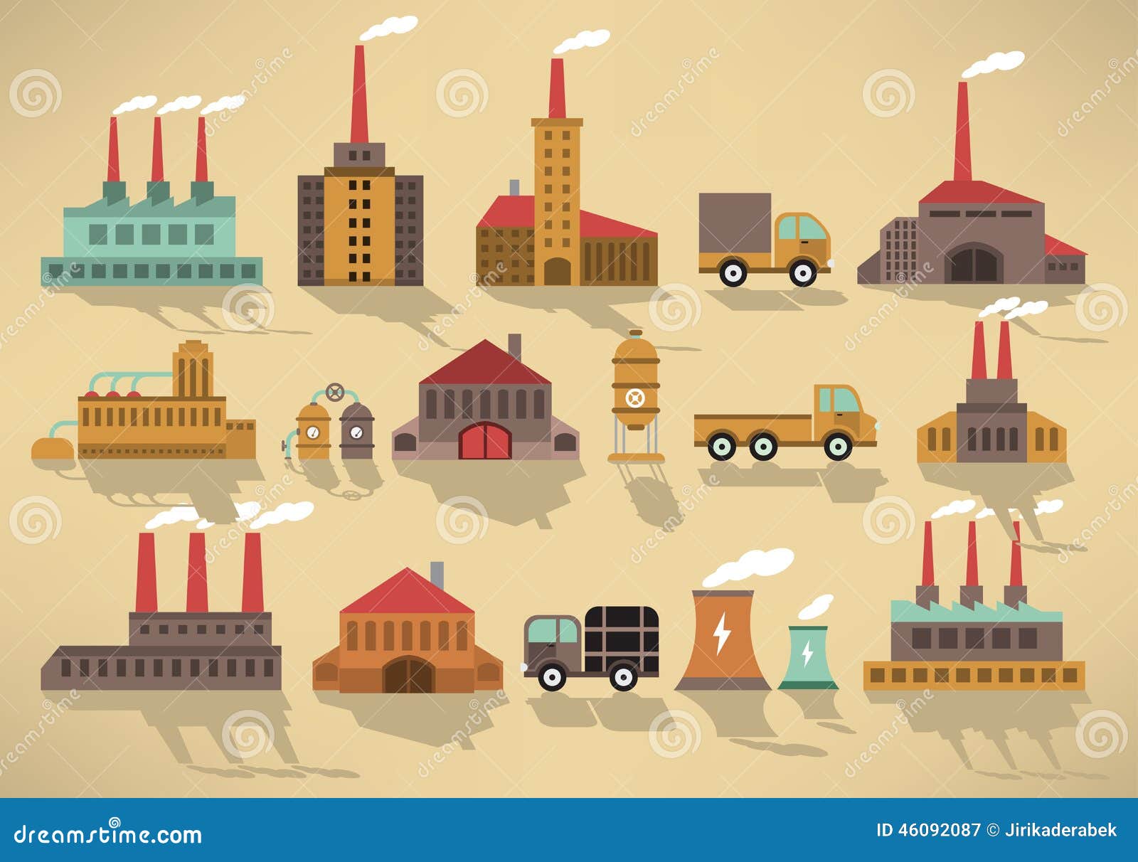 Factory Icons (retro Colors) Stock Vector - Illustration of factory ...