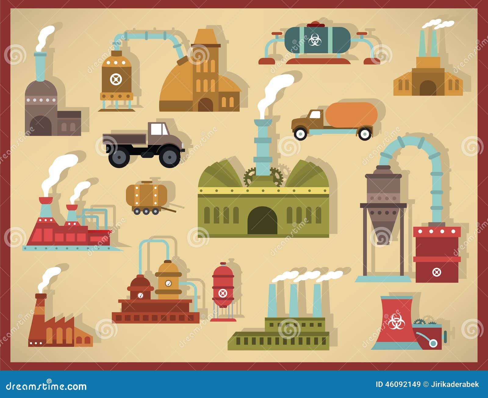 Factory Icons (retro Colors) Stock Vector - Illustration of manufacture ...
