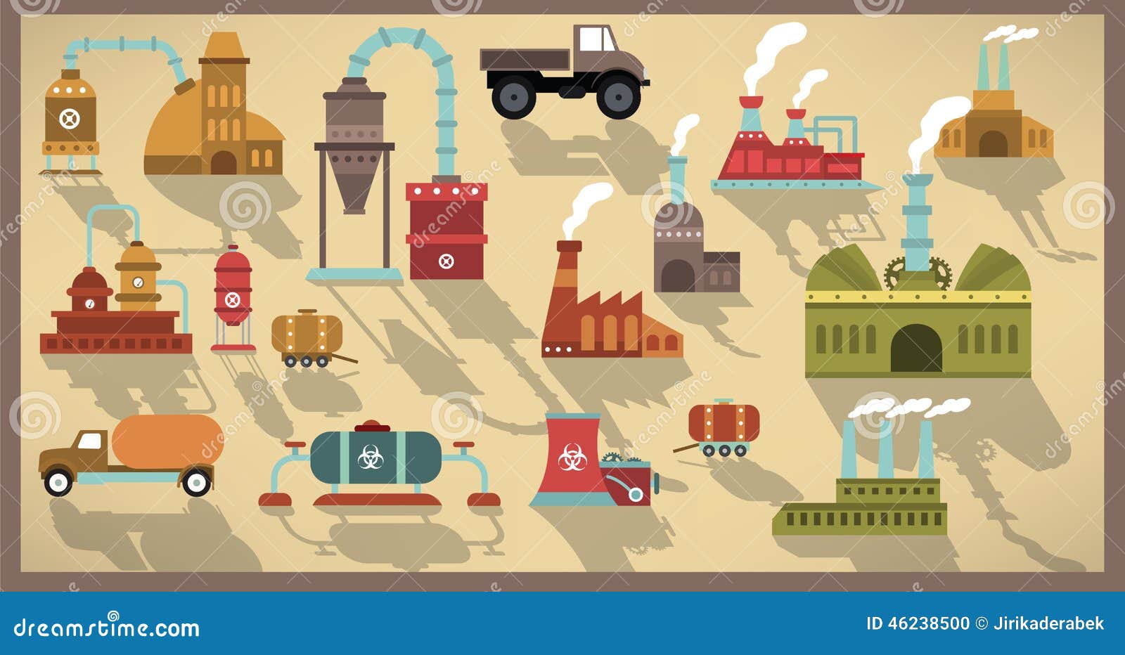 Factory Icons (retro Colors) Stock Vector - Illustration of chimney ...