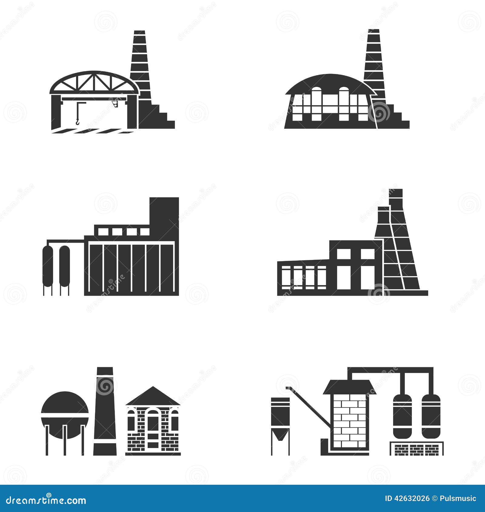 Factory icons set stock vector. Illustration of equipment - 42632026