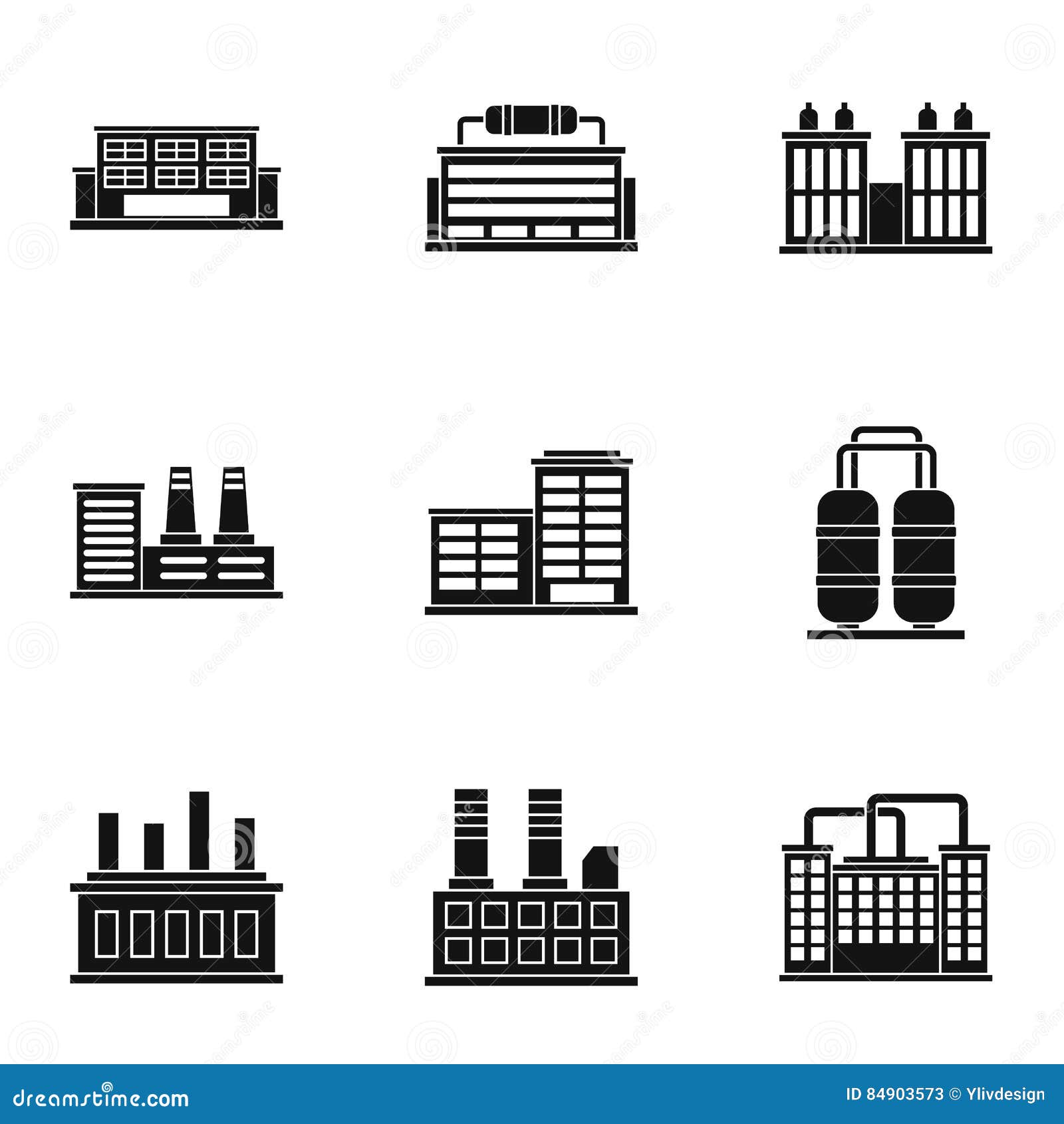 Factory Icons Set, Simple Style Stock Vector - Illustration of ...
