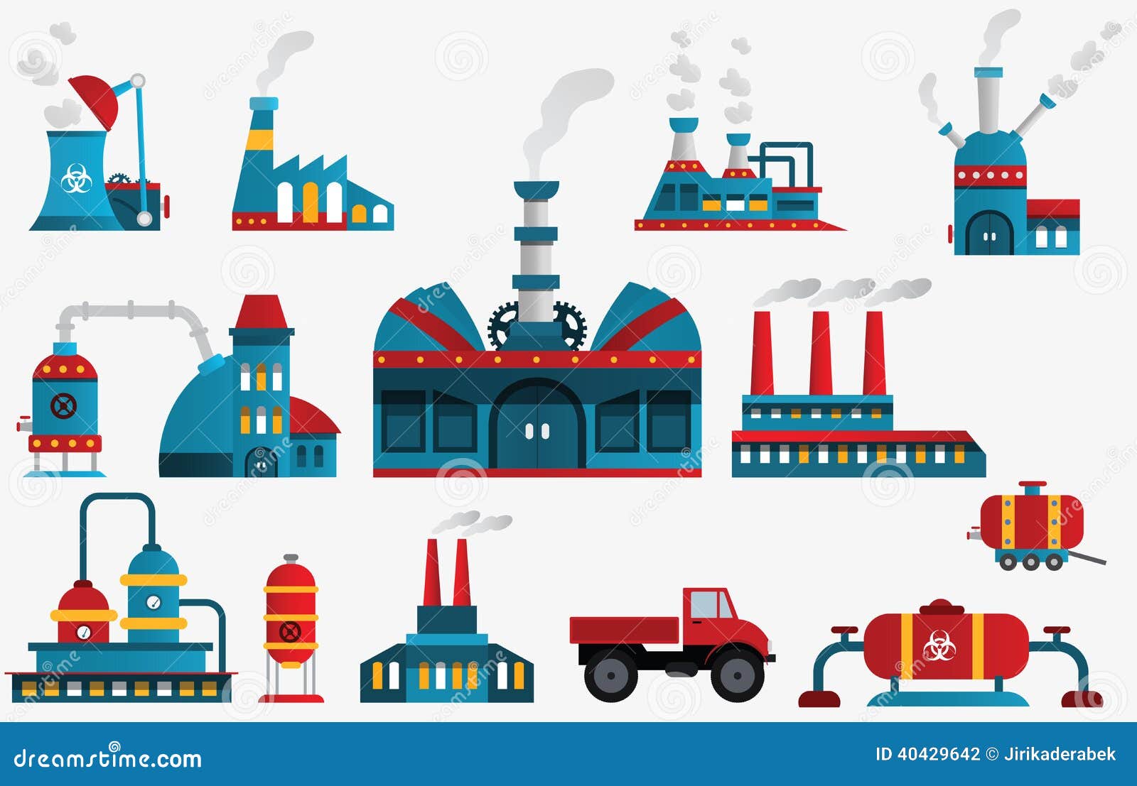 Factory Icons (retro Colors) Cartoon Vector | CartoonDealer.com #46092087