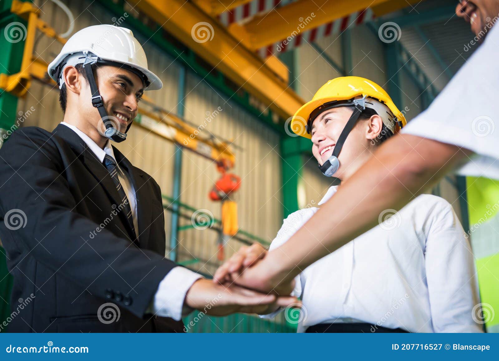 Factory Working Teamwork. Stack Hands Stock Image - Image of happy ...
