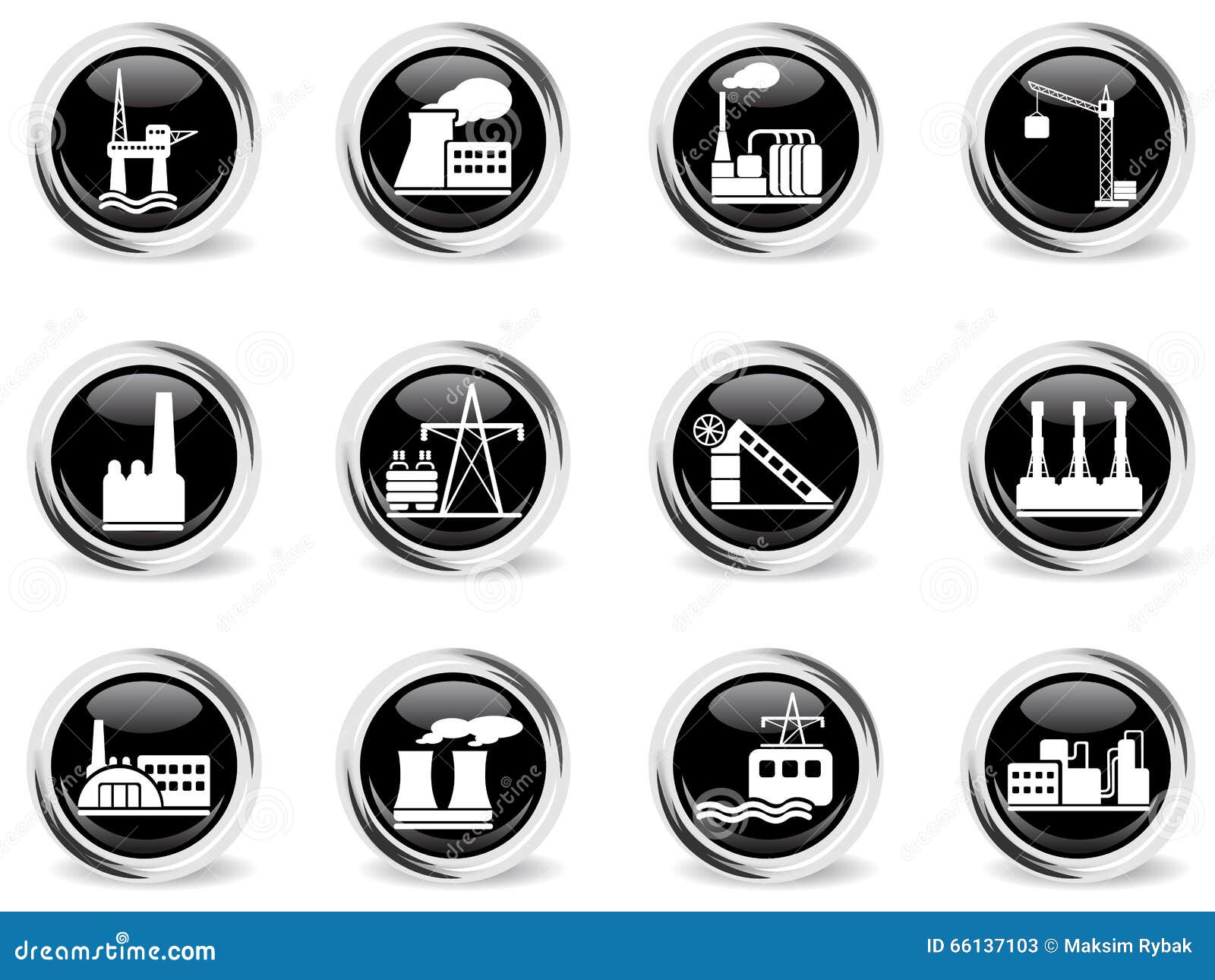 Factory and Industry Symbols Stock Vector - Illustration of factory ...