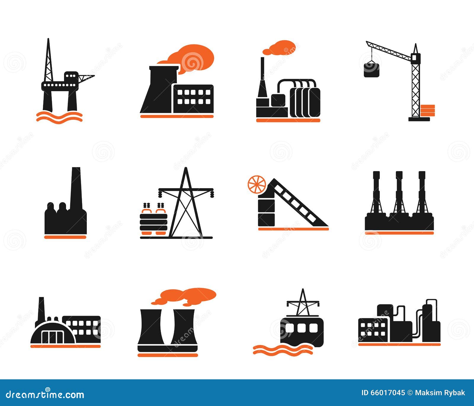Factory and Industry Symbols Stock Vector - Illustration of ...