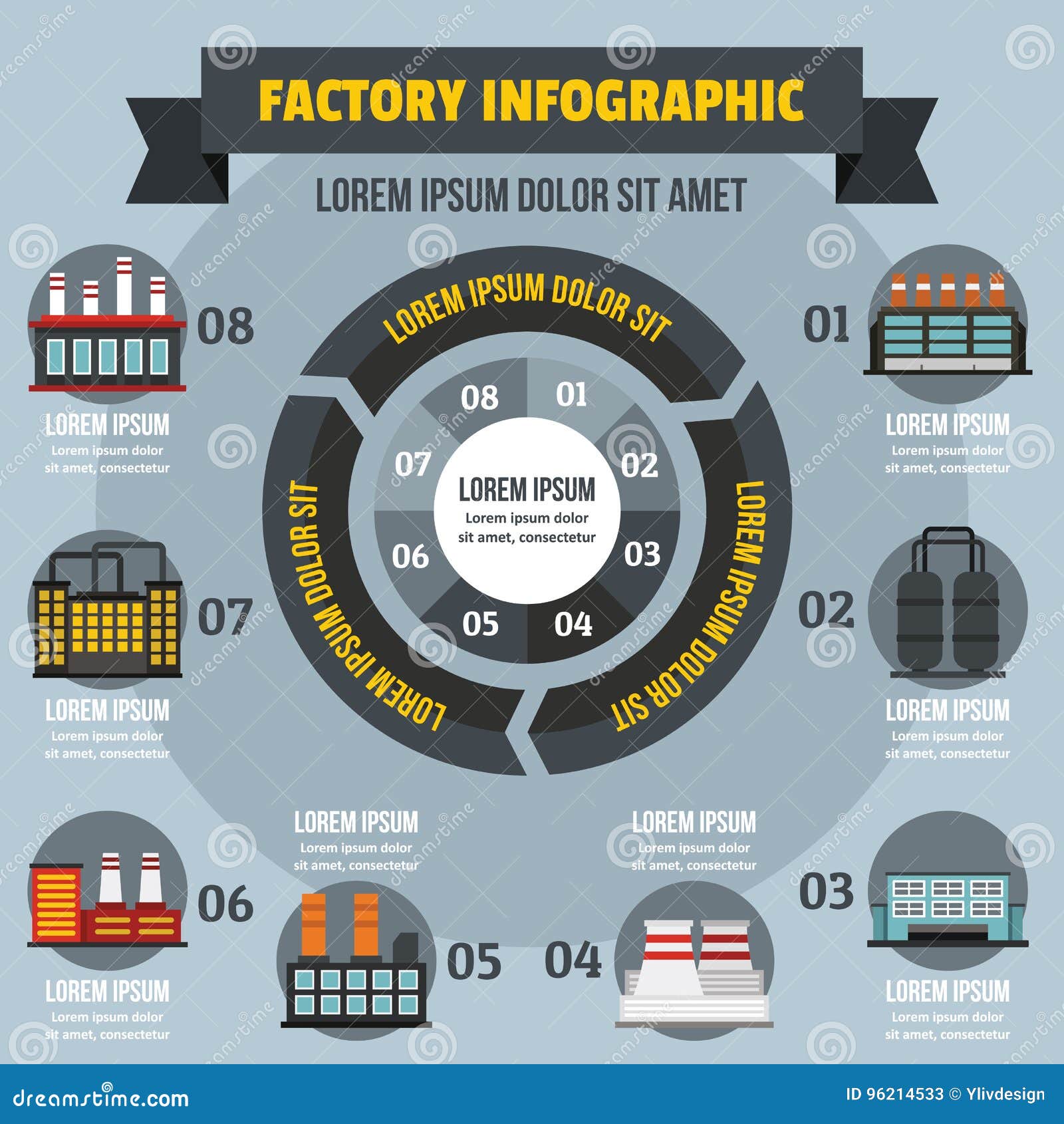Factory Infographic Concept, Flat Style Stock Vector - Illustration of ...