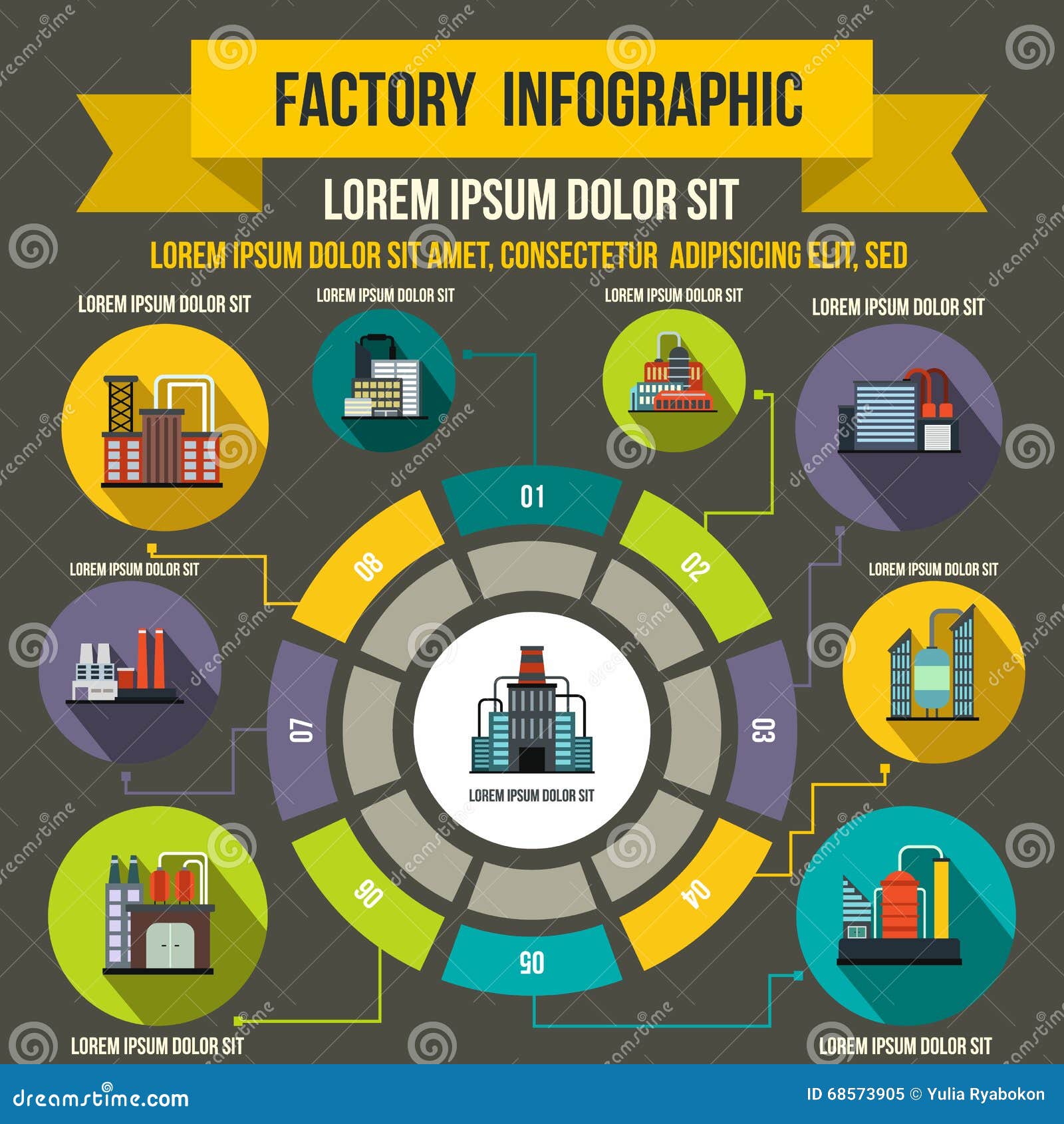 Factory Infographic Elements, Flat Style Stock Vector - Illustration of ...