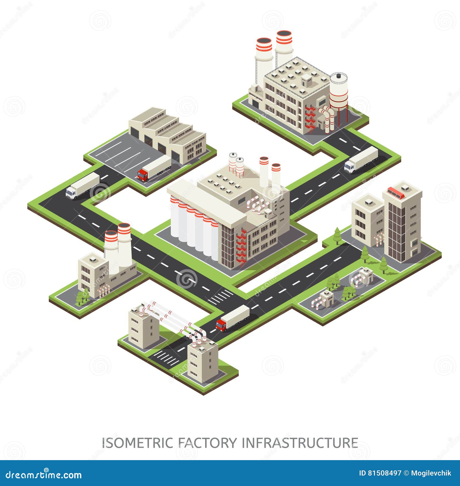 Factory Infrastructure Isometric Stock Vector - Illustration of design ...