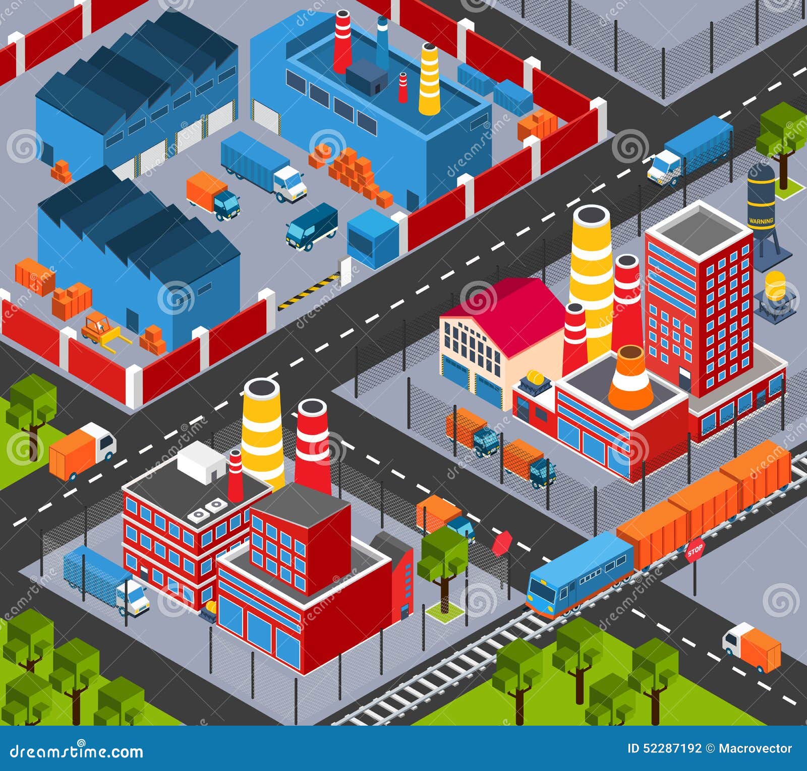 Factory Infrastructure Isometric Stock Vector - Illustration of ...