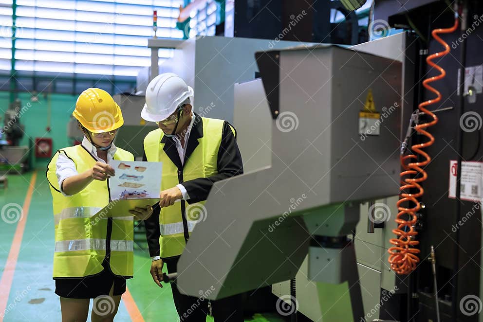Factory Inspector and Manager Check Microchip Mock Up Model Stock Photo - Image of engineer ...