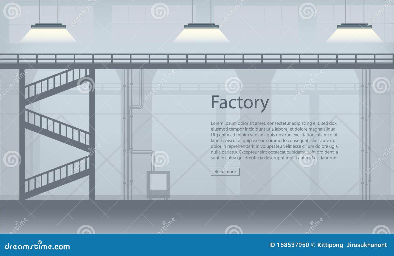Factory interior banner stock vector. Illustration of building - 158537950