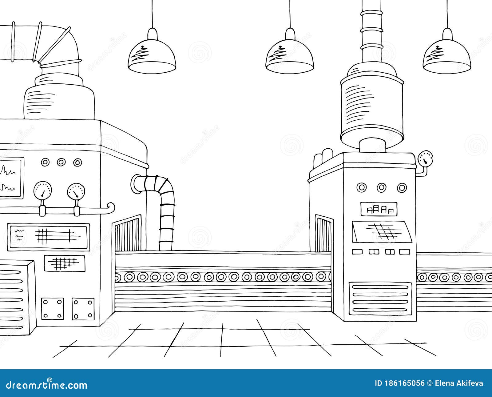 Factory Interior Graphic Black White Sketch Illustration Vector Stock ... Factory Interior Graphic Black White Sketch Illustration Vector Stock ...
