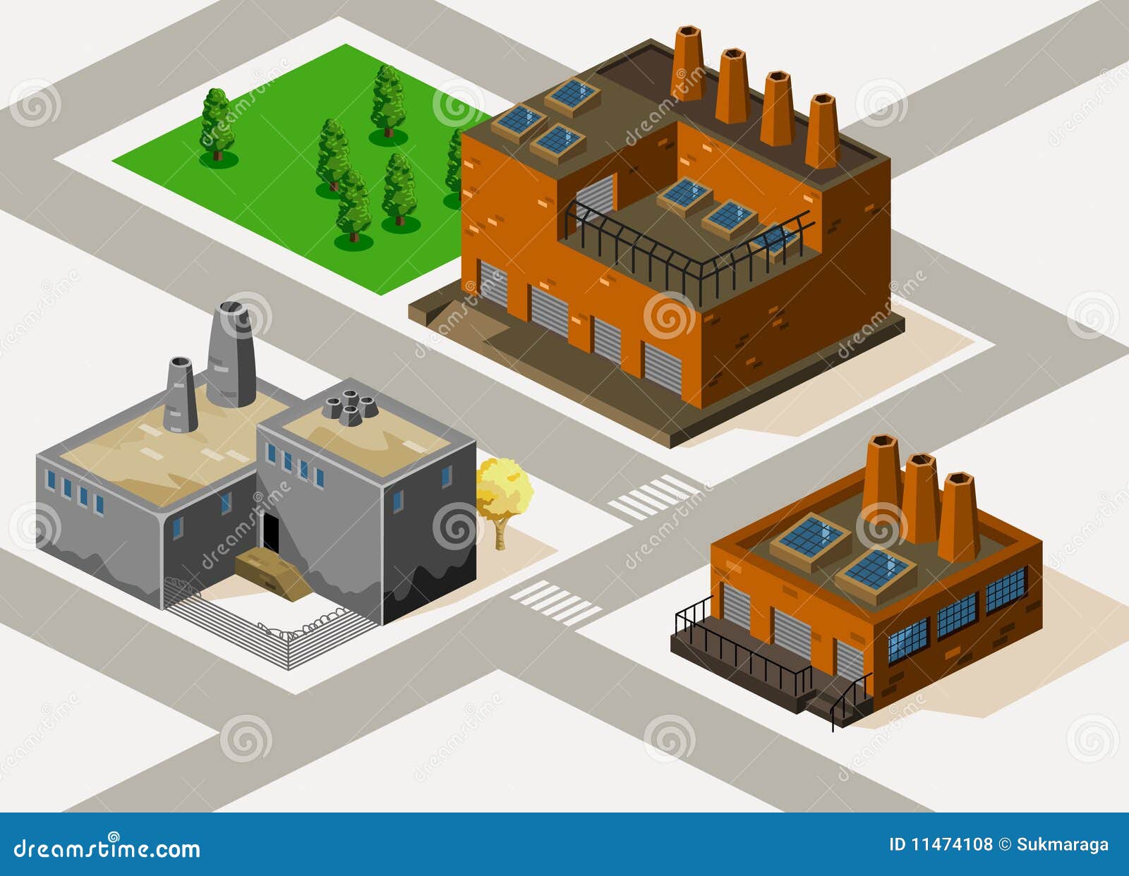 Factory Isometric stock vector. Illustration of road - 11474108