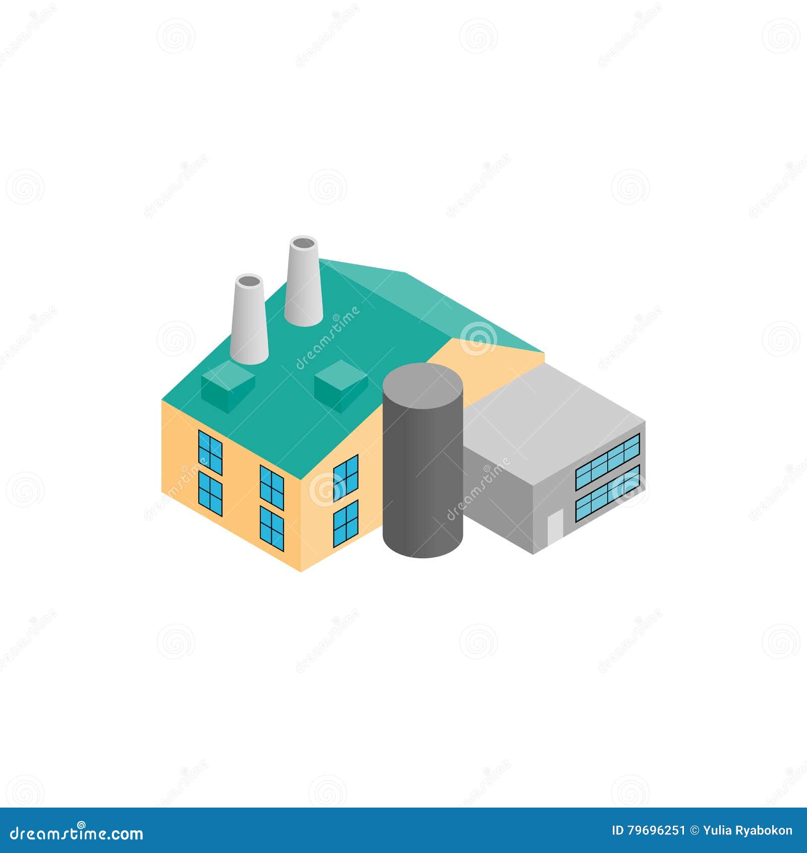 Factory isometric 3d icon stock vector. Illustration of chimney - 79696251