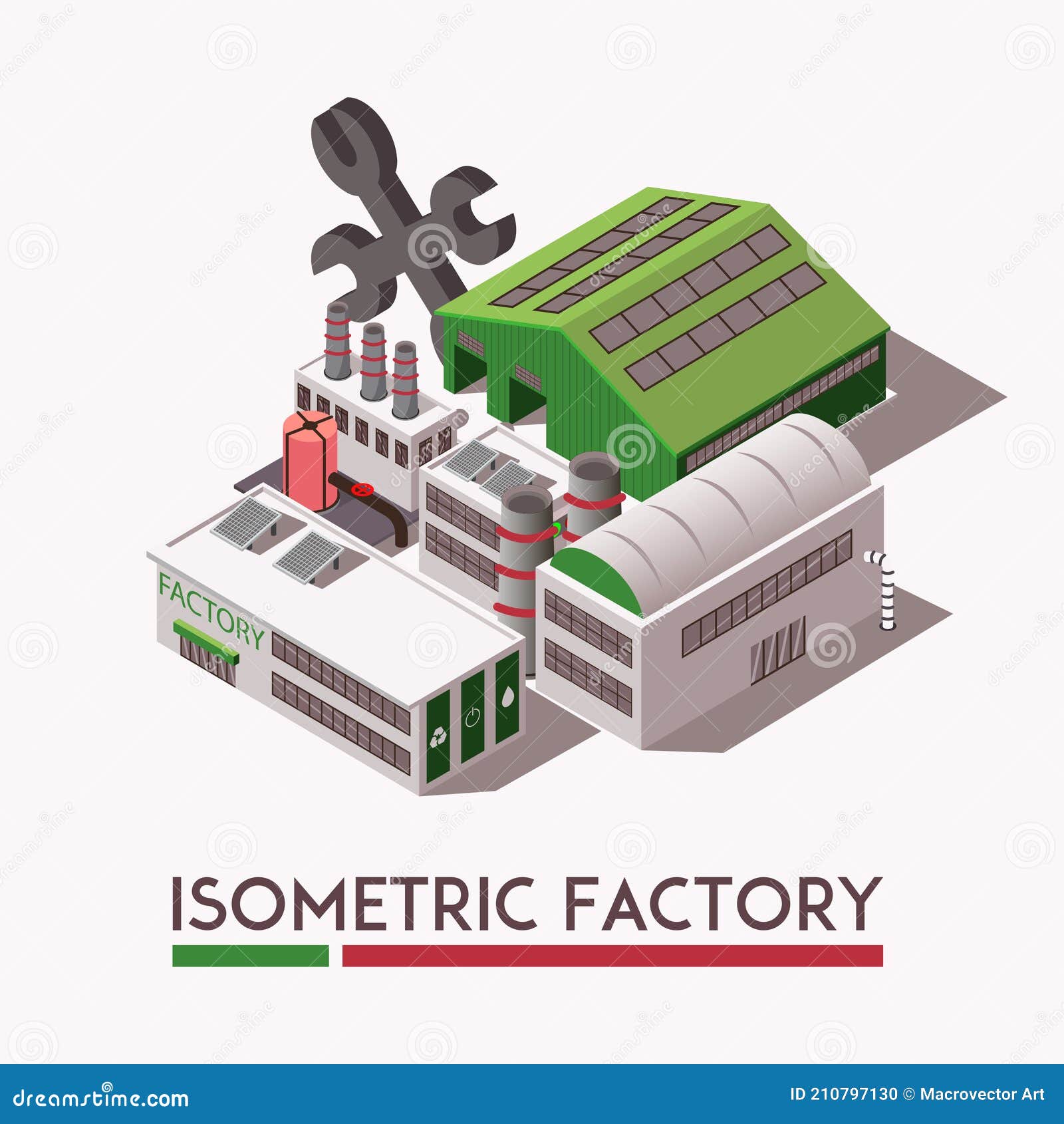 Factory Isometric Set stock vector. Illustration of cityscape - 210797130