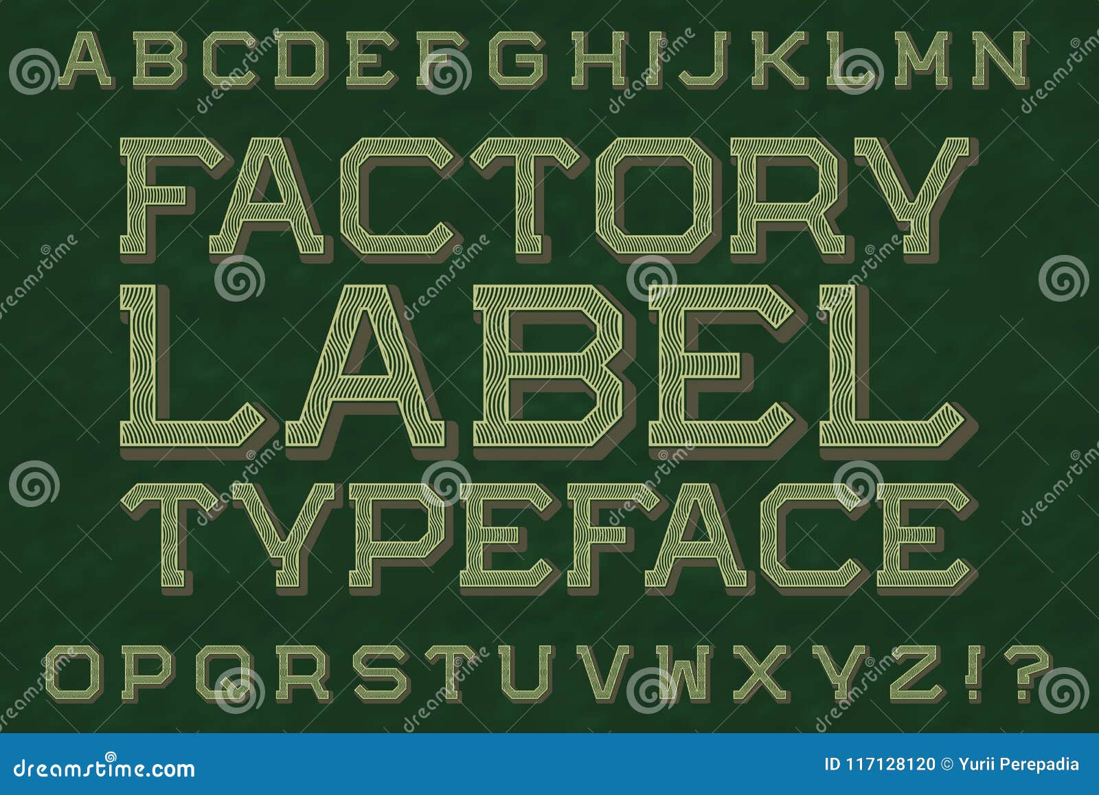 Factory Label Typeface Font. Isolated English Alphabet Stock Vector ...