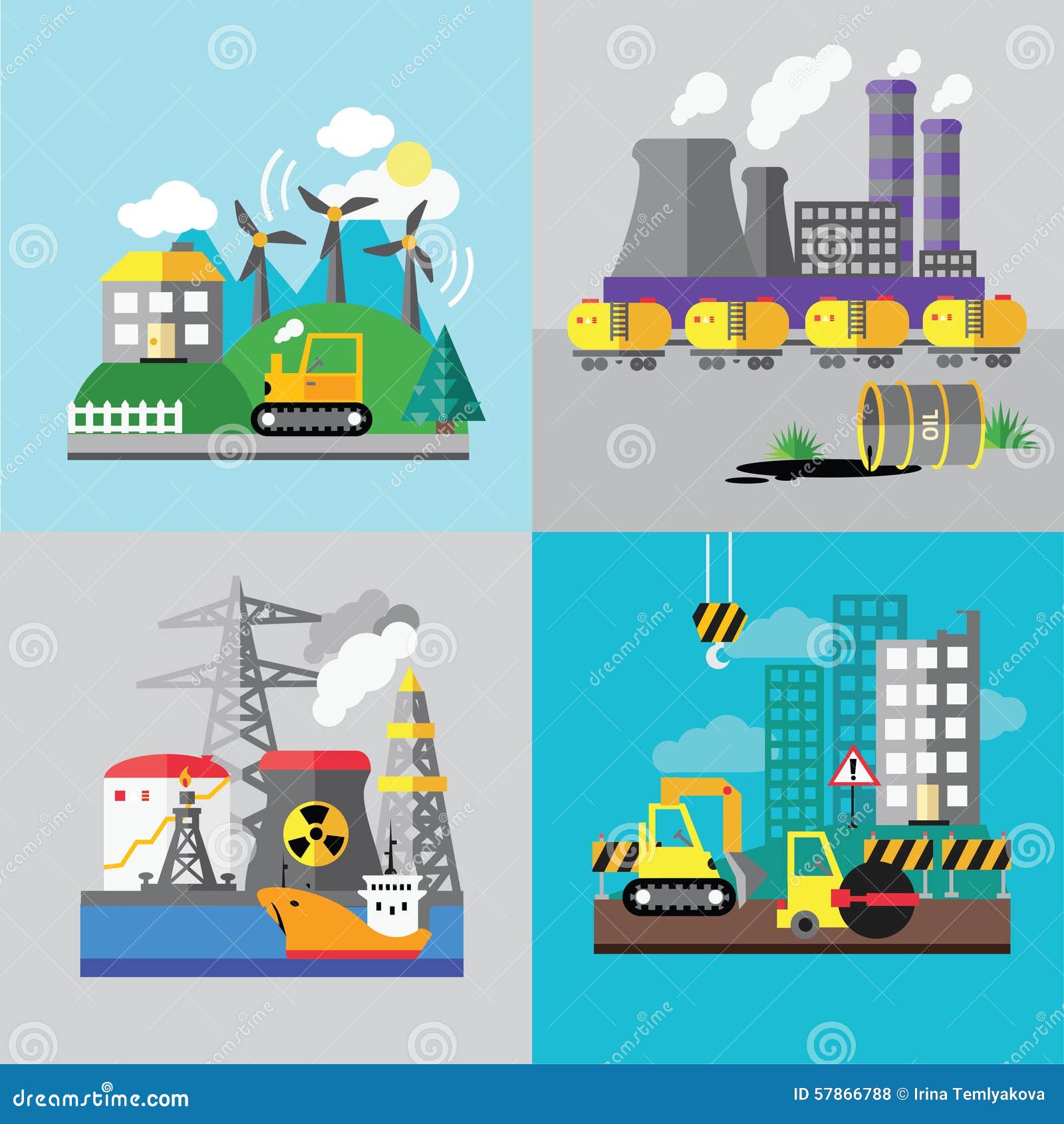 Factory Landscape, Ecology Concept Stock Vector - Illustration of ...