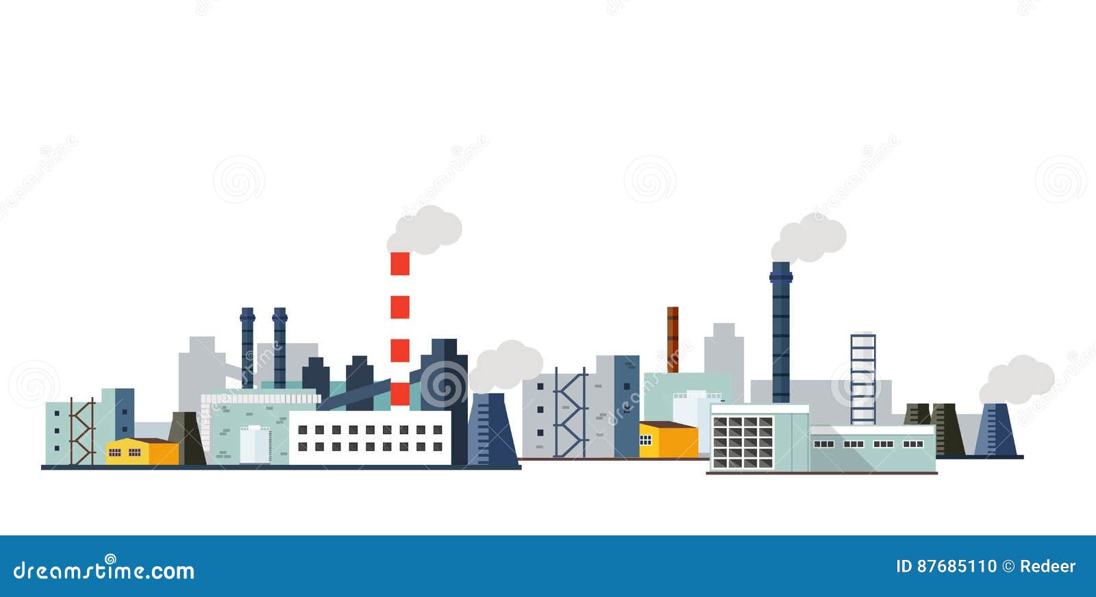 Factory Landscape. Vector Flat Illustration Stock Illustration ...