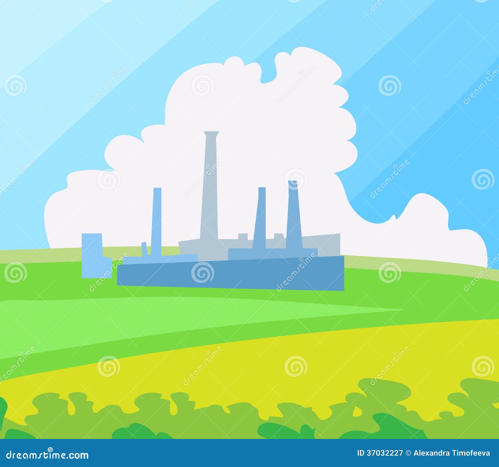 Factory Landscape. Vector Illustration Stock Vector - Illustration of ...