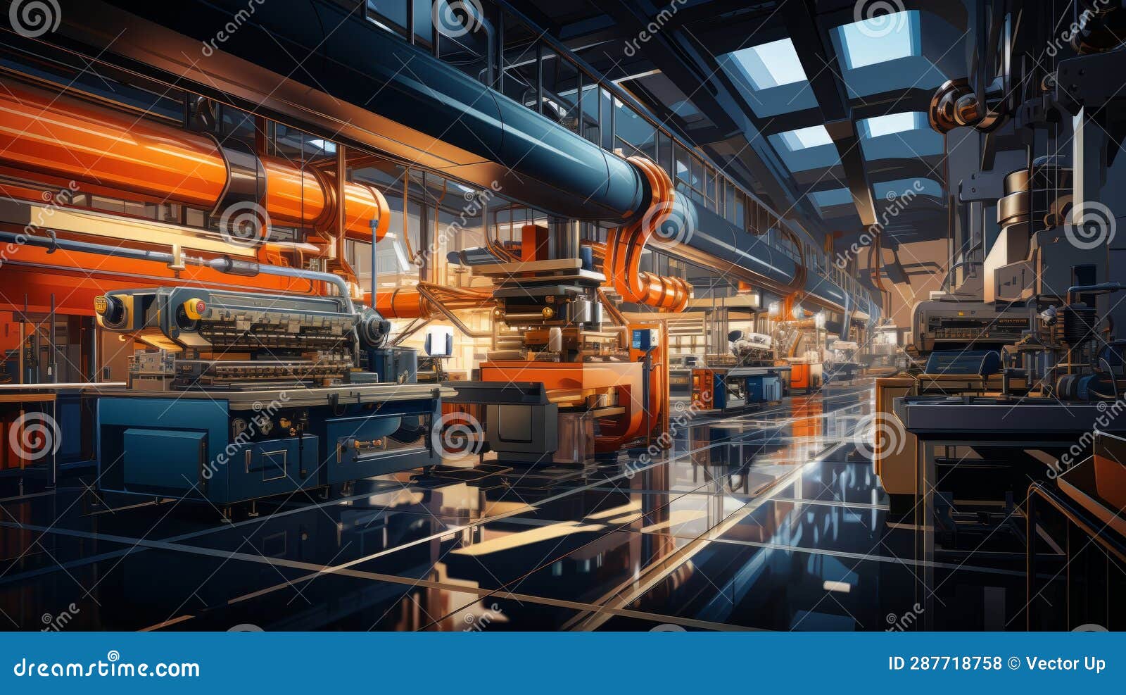 Factory Line Production Process. Generative AI. Stock Illustration ...