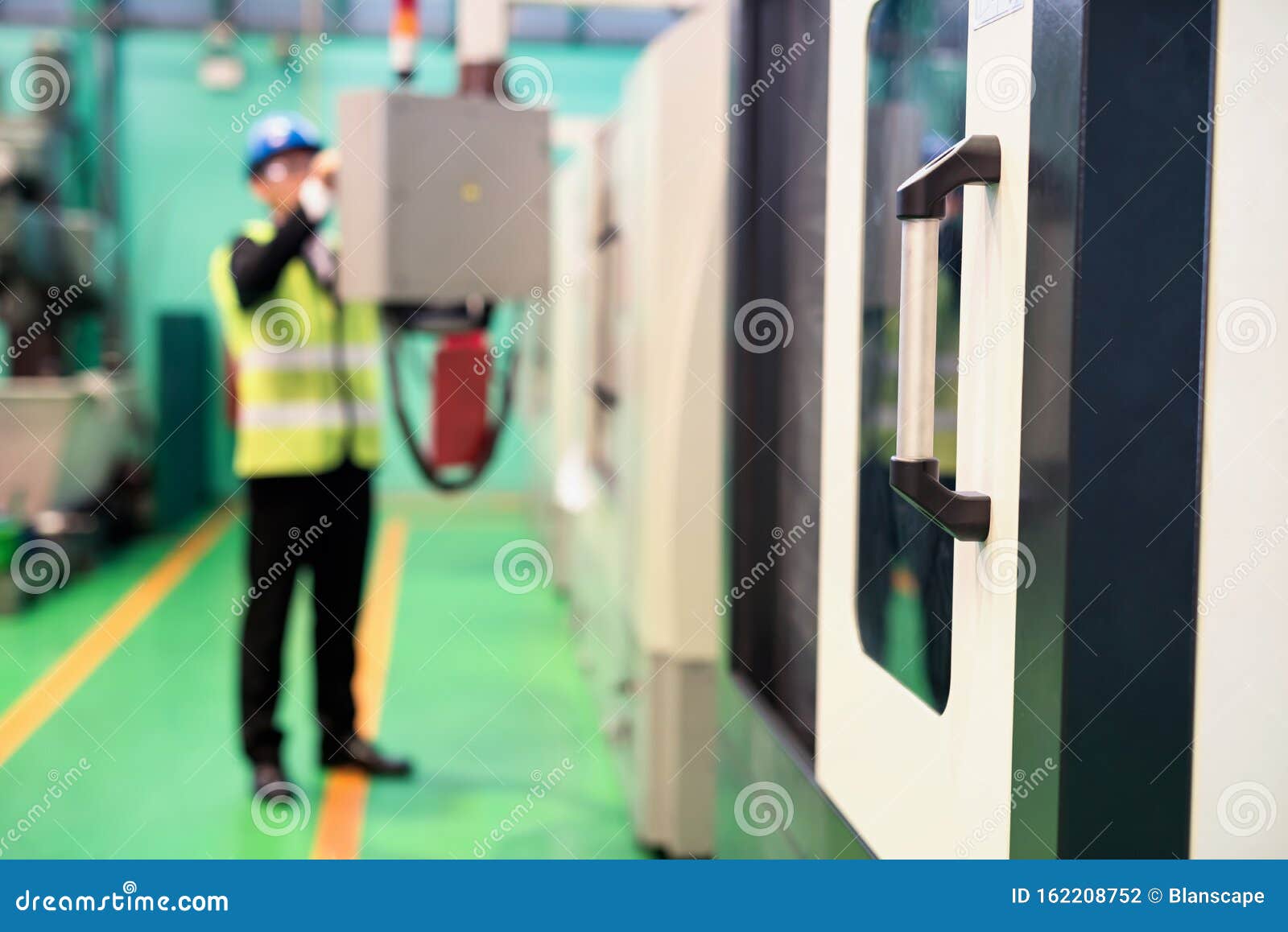 Factory Machine with Supervisor Checking QC Stock Photo - Image of ...