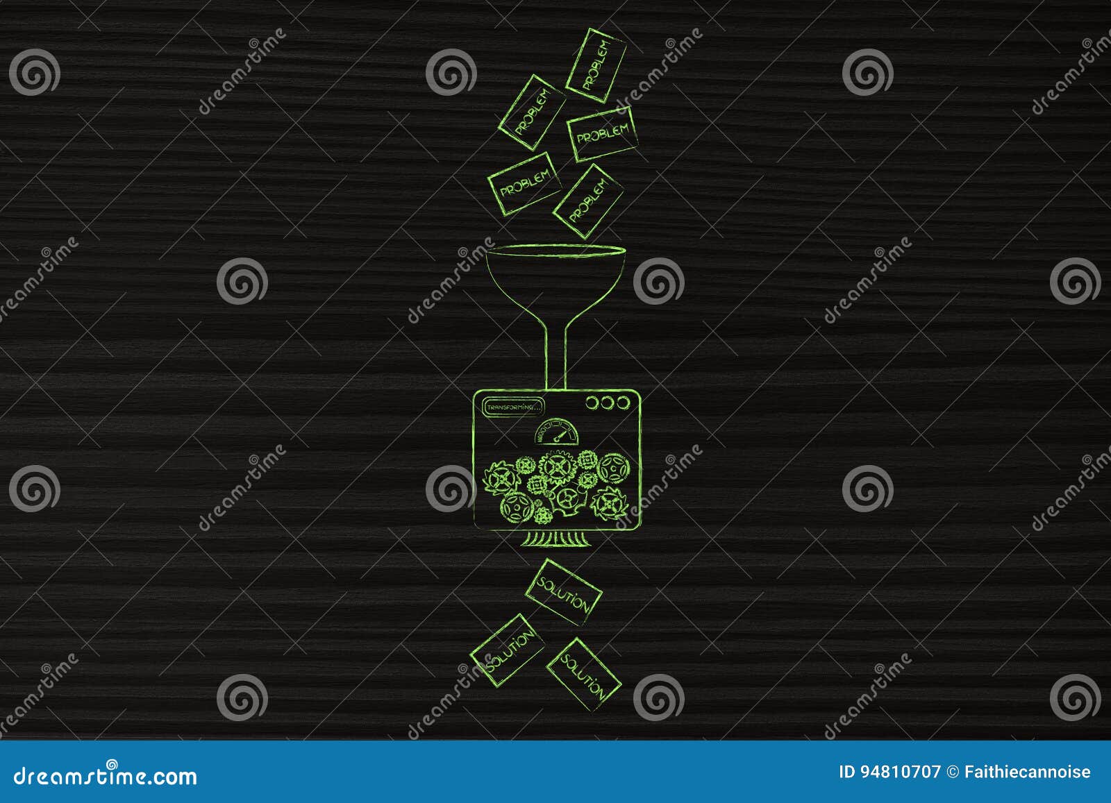 Factory Machine Turning Problems into Solutions Stock Illustration ...