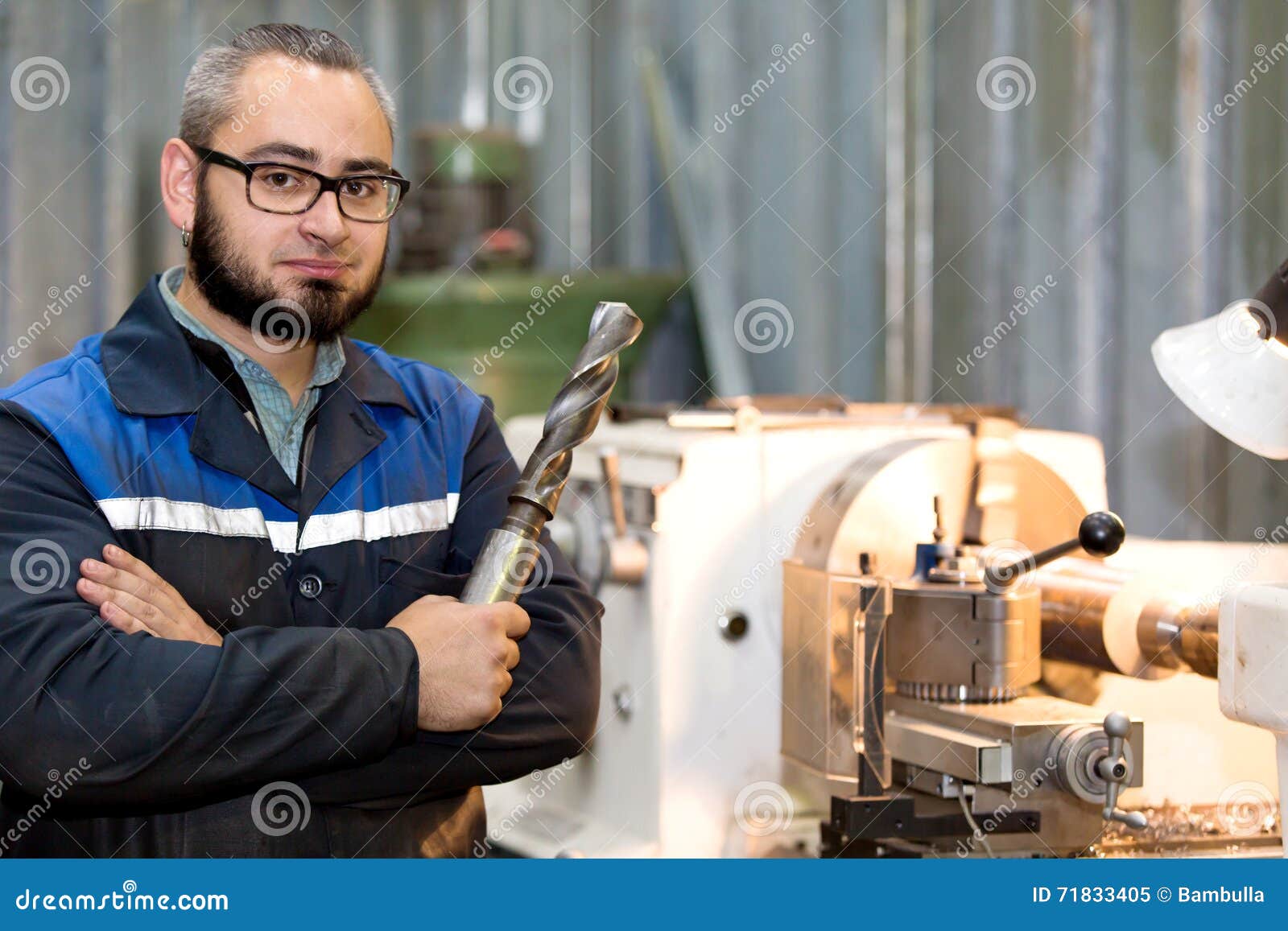Factory Man Turner with Auger Tool Stock Image - Image of manufacturing ...