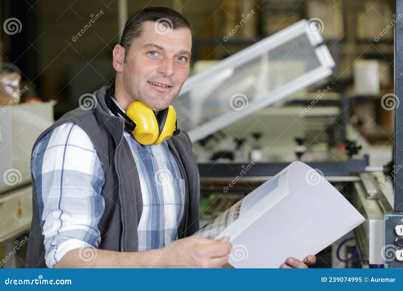 Factory Man Worker Checking Paperwork Stock Image - Image of person ...