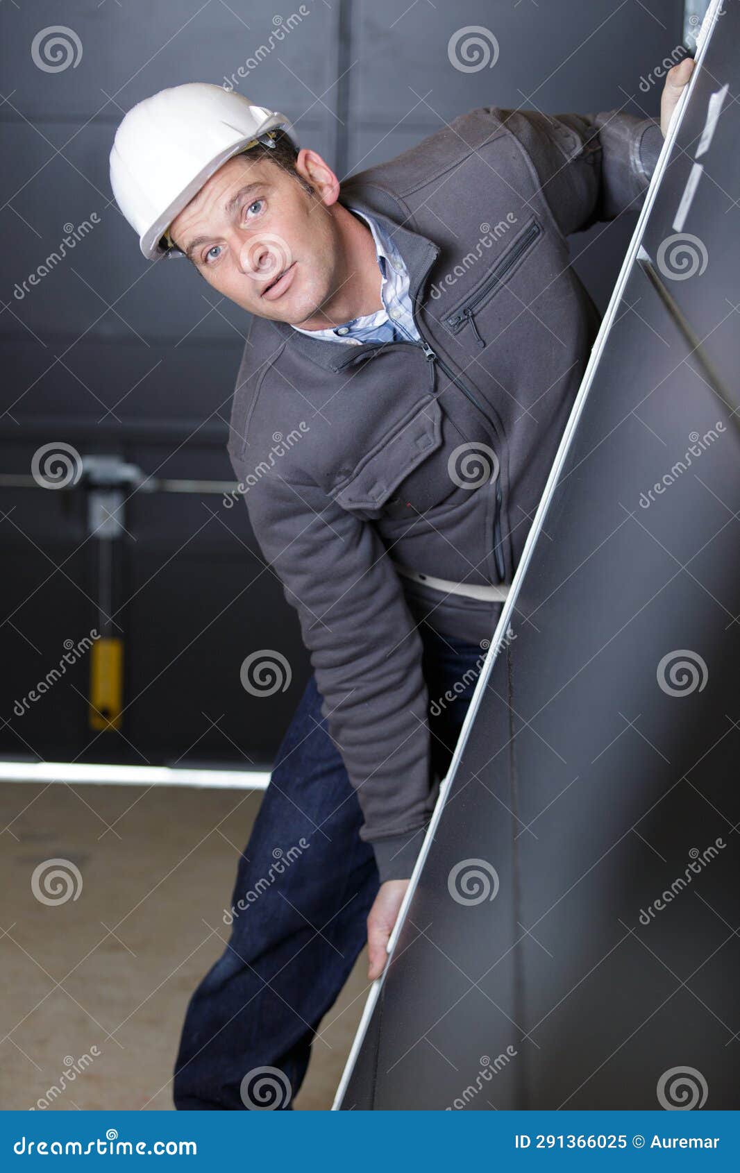 Factory Man Worker Moving Metal Sheet in Workshop Stock Image - Image ...