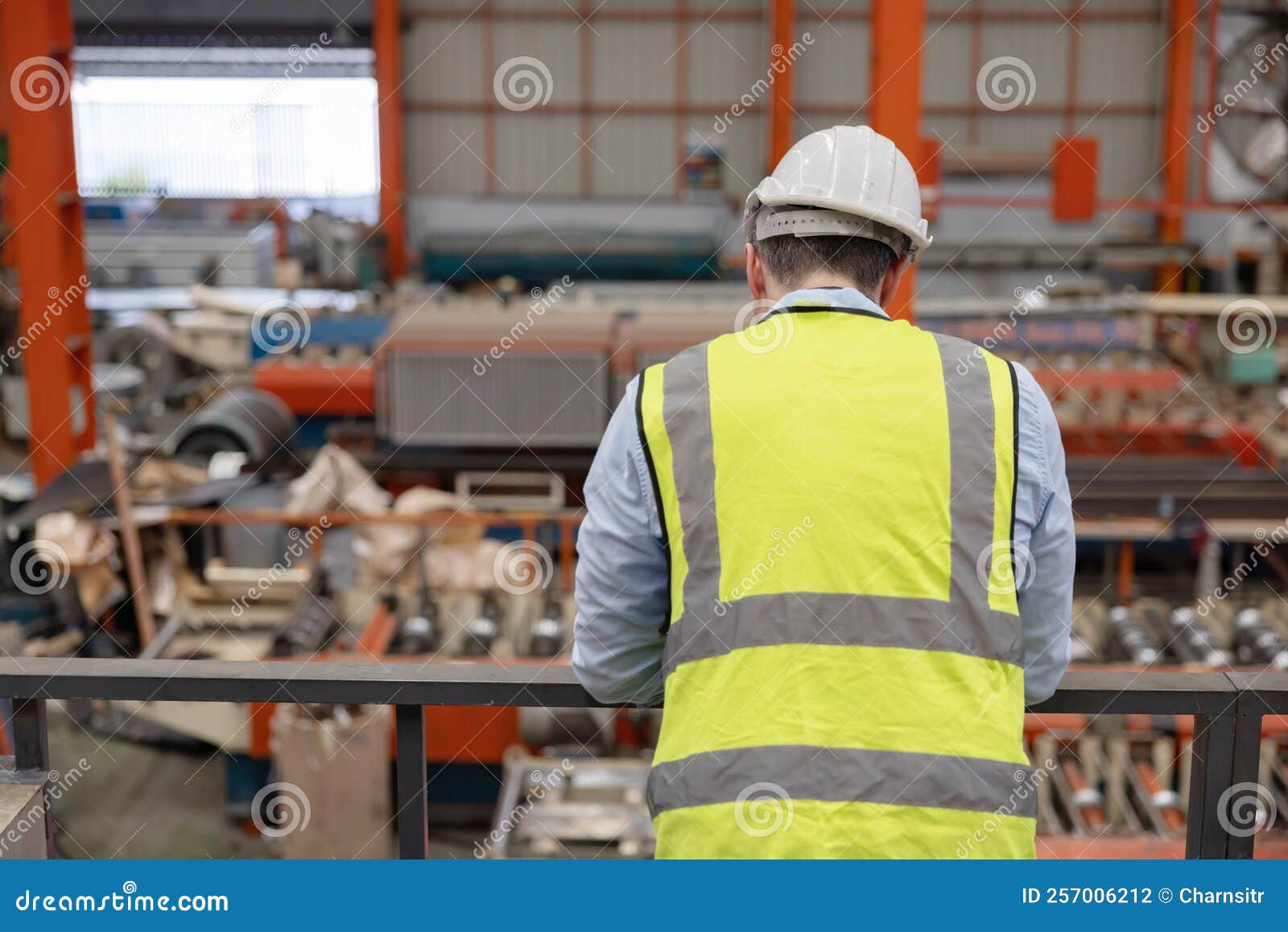 Factory Manager Back Against at the Factory Machinery View Stock Photo ...