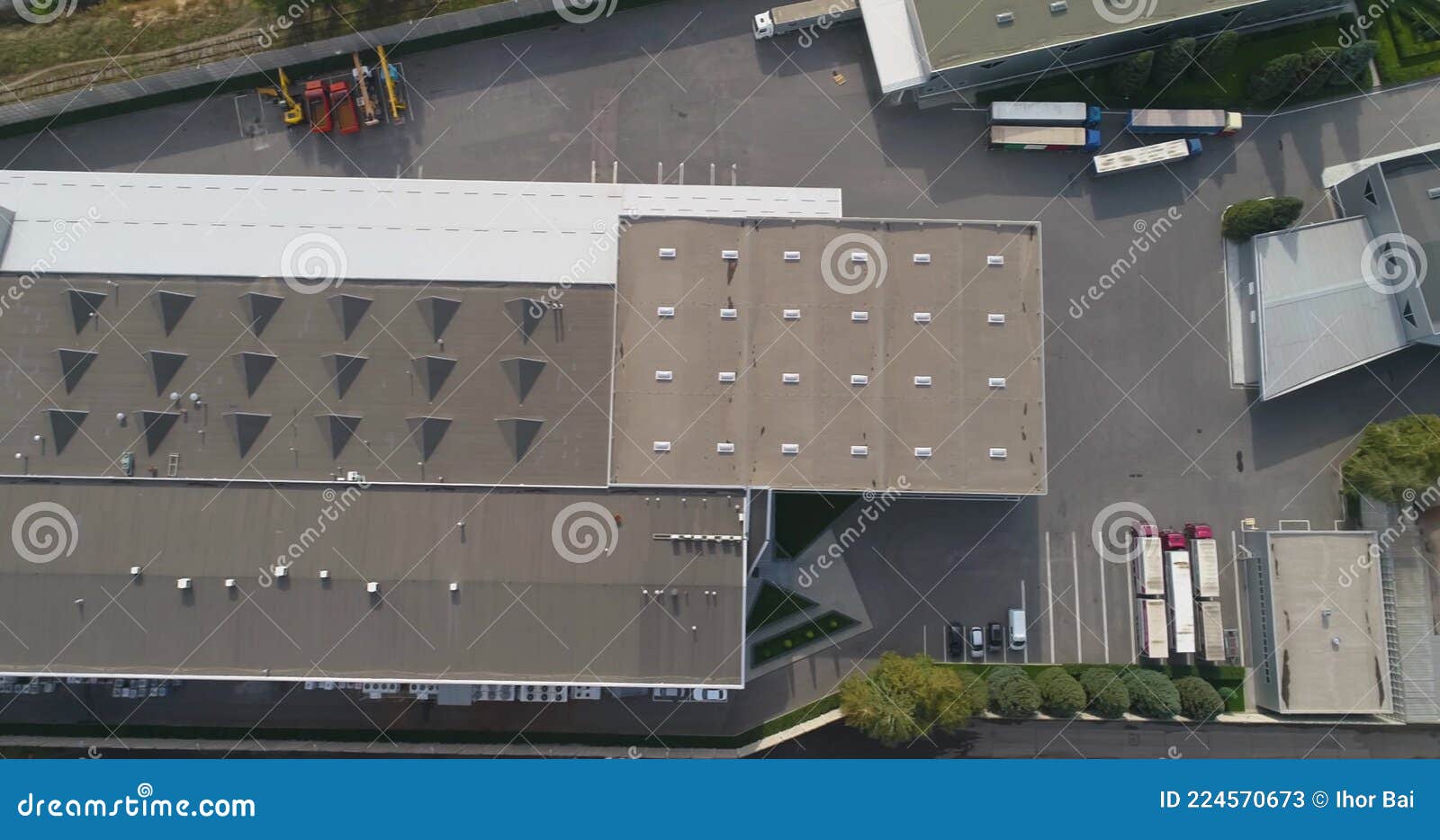 Flight Over the Modern Factory. Factory with Modern Design Top View ...