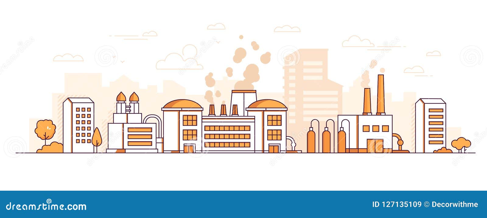 Factory - Modern Thin Line Design Style Vector Illustration Stock ...